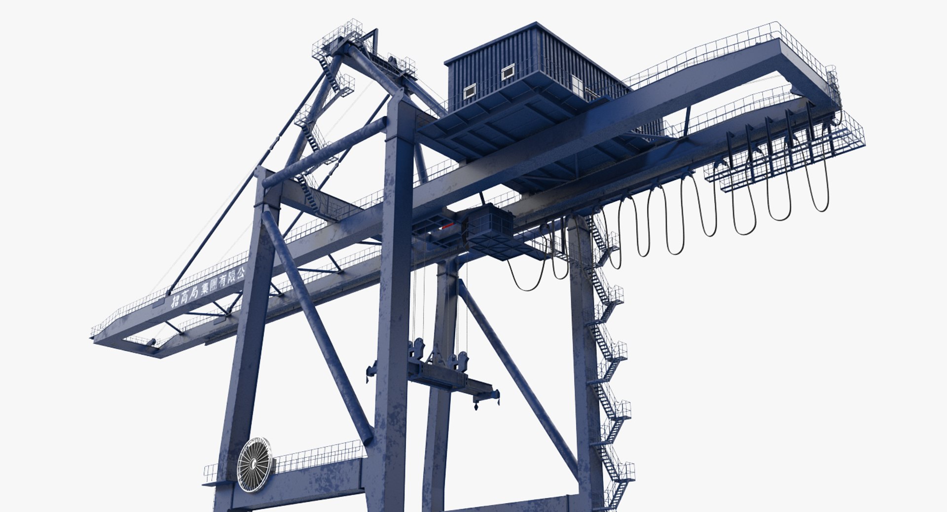 3d container crane blue model