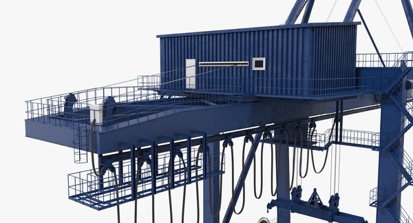 3d container crane blue model