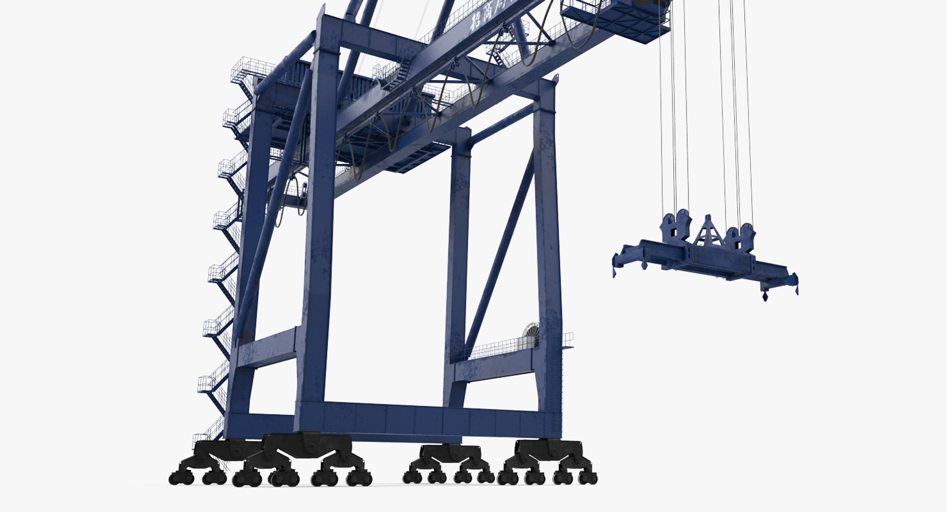 3d container crane blue model