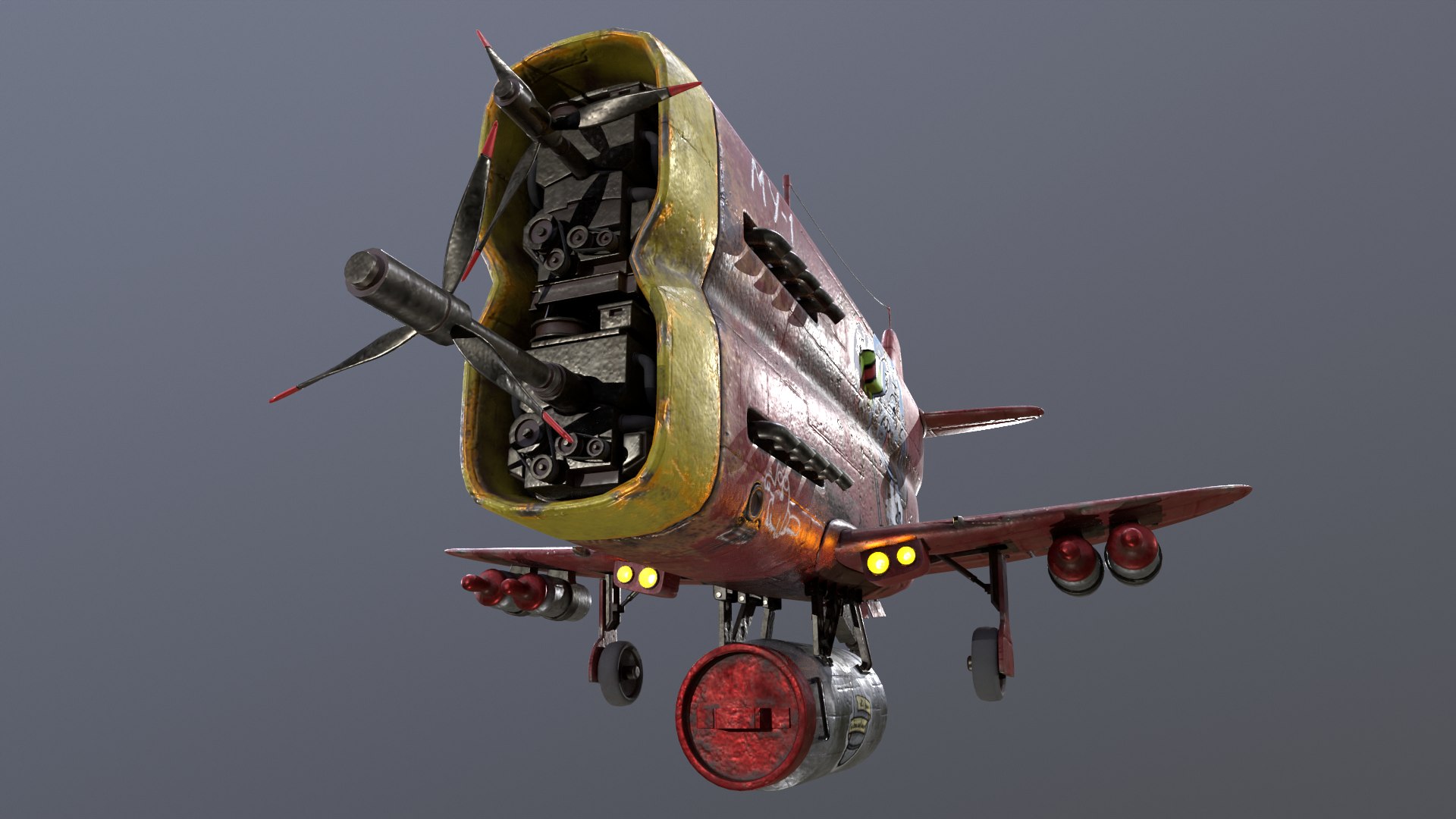 3D Stylized Realistic Red Airplane - TurboSquid 2109776