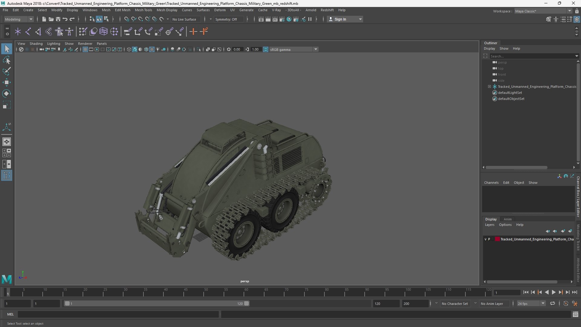 Tracked Unmanned Engineering Platform Chassis Military Green 3D Model ...