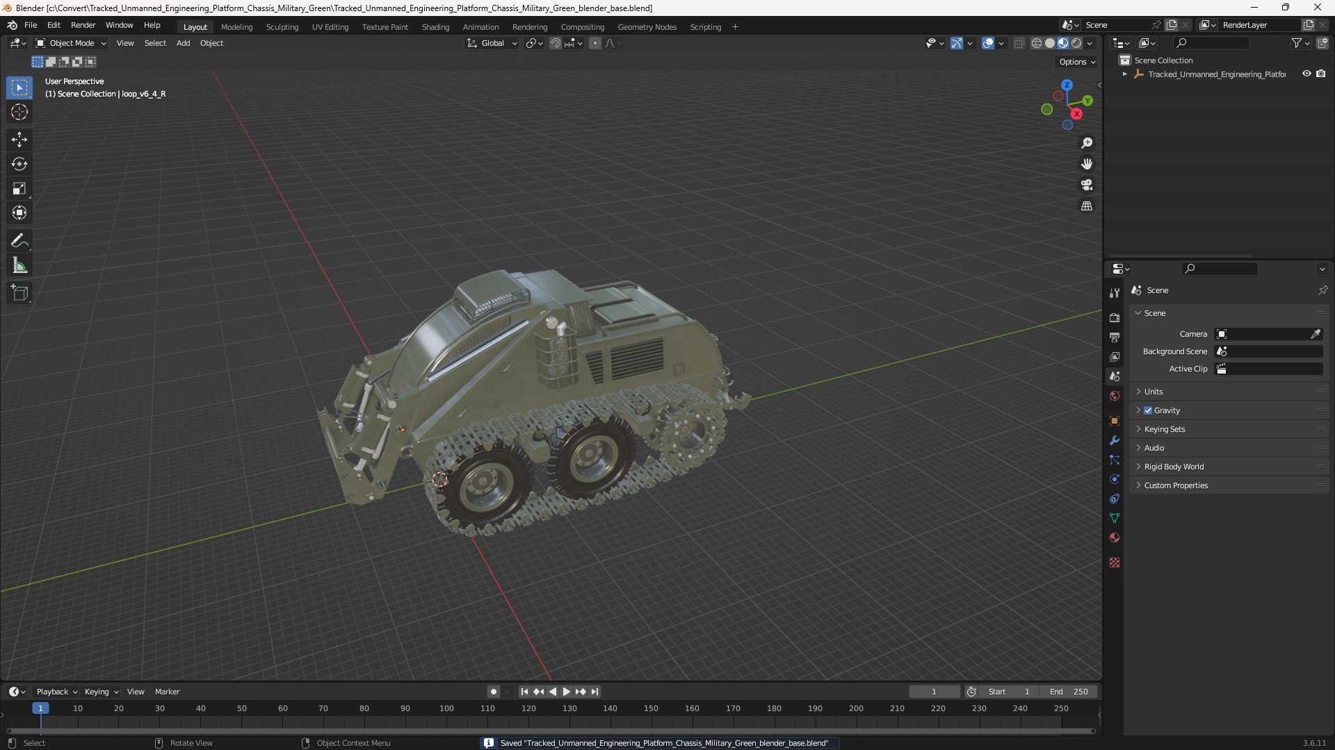 Tracked Unmanned Engineering Platform Chassis Military Green 3D Model ...