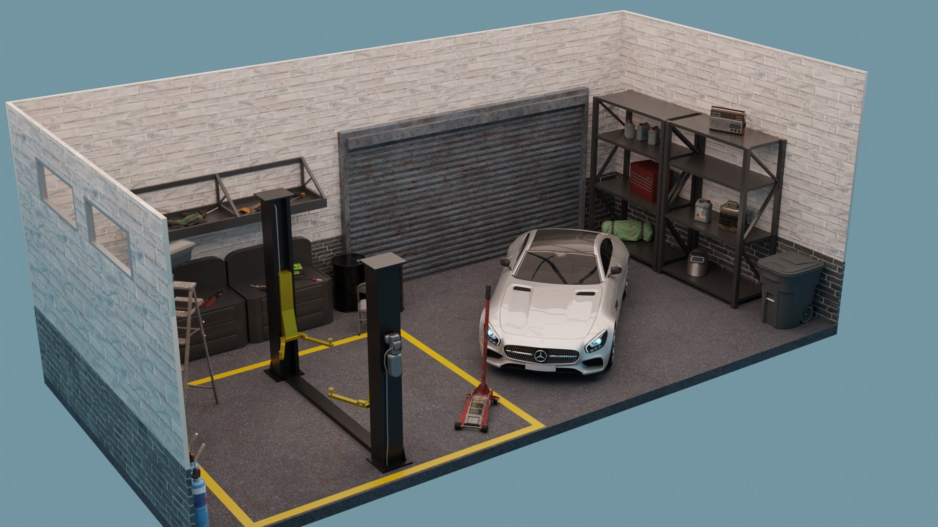 Car Garage With Tools 3D Model - TurboSquid 1753059
