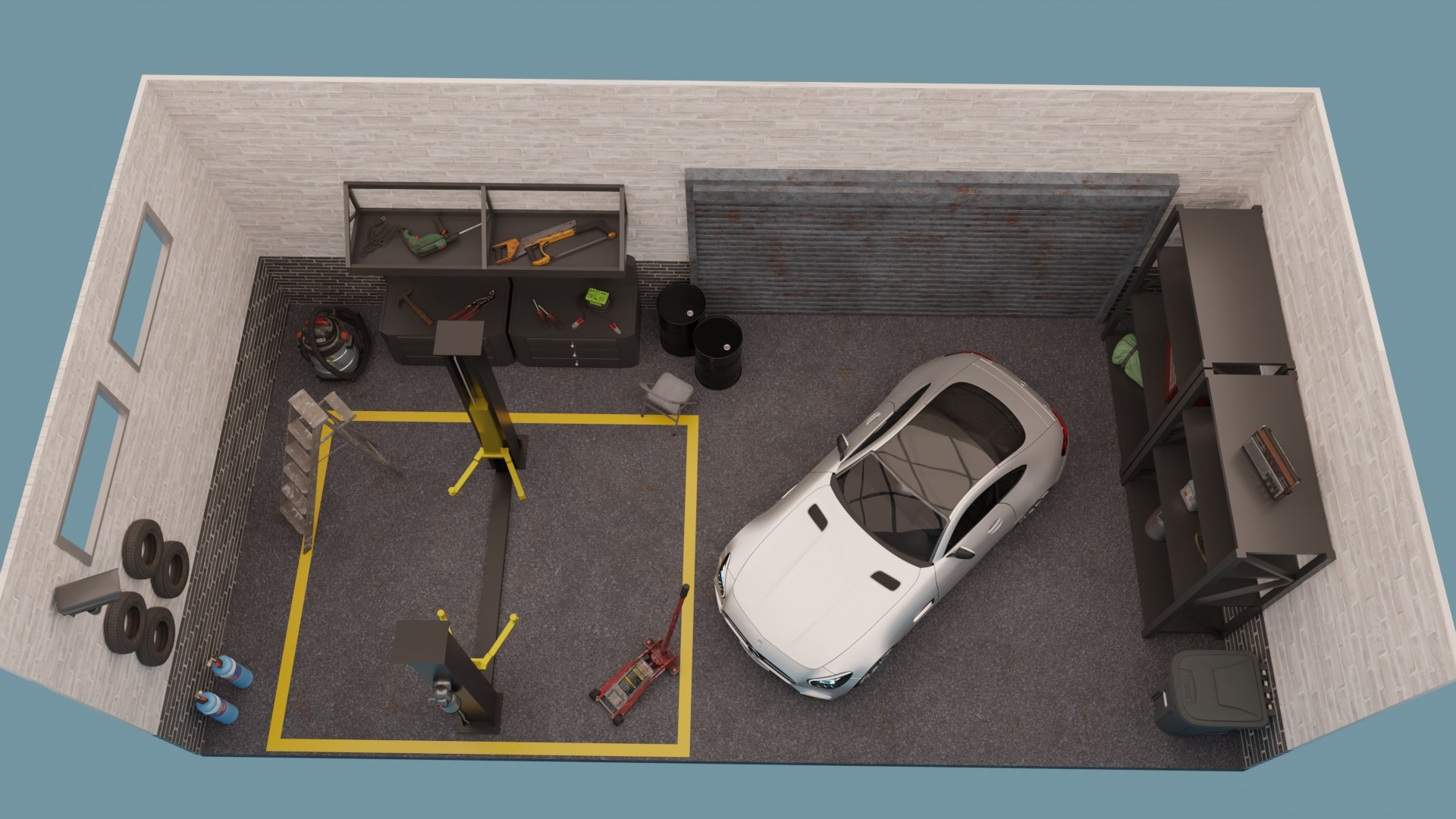 Car Garage With Tools 3D Model - TurboSquid 1753059