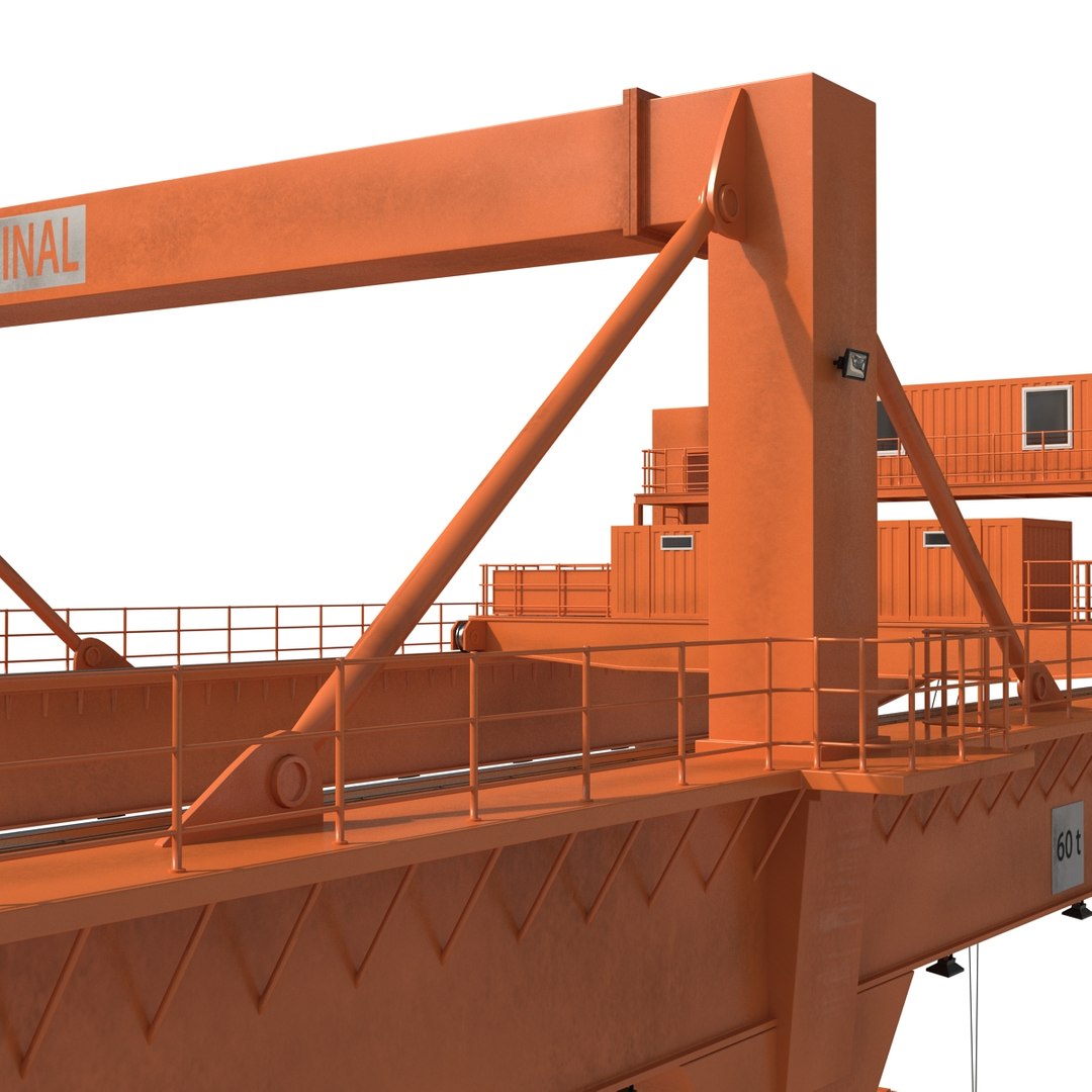 3d model rail mounted gantry container crane