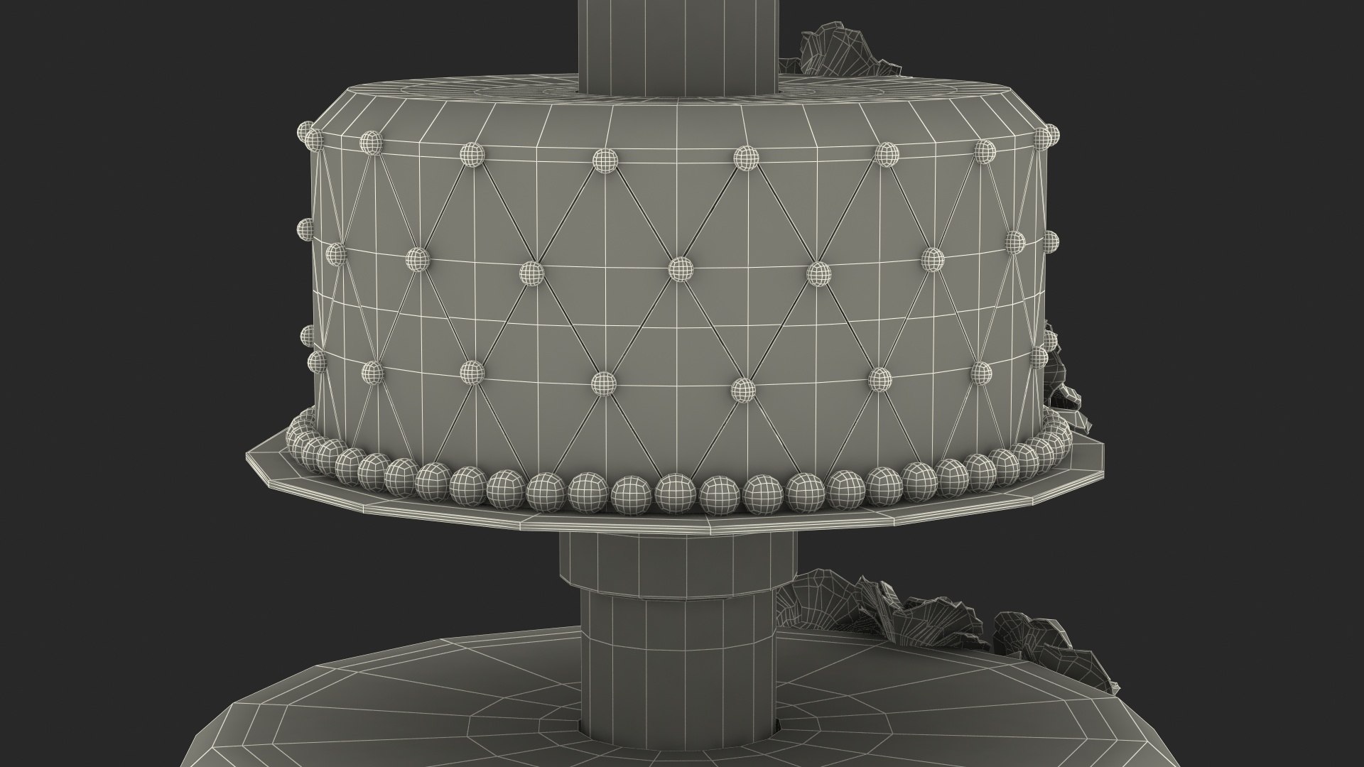 Three Tier Floral Wedding Cake with Topper 3D model - TurboSquid 1971787
