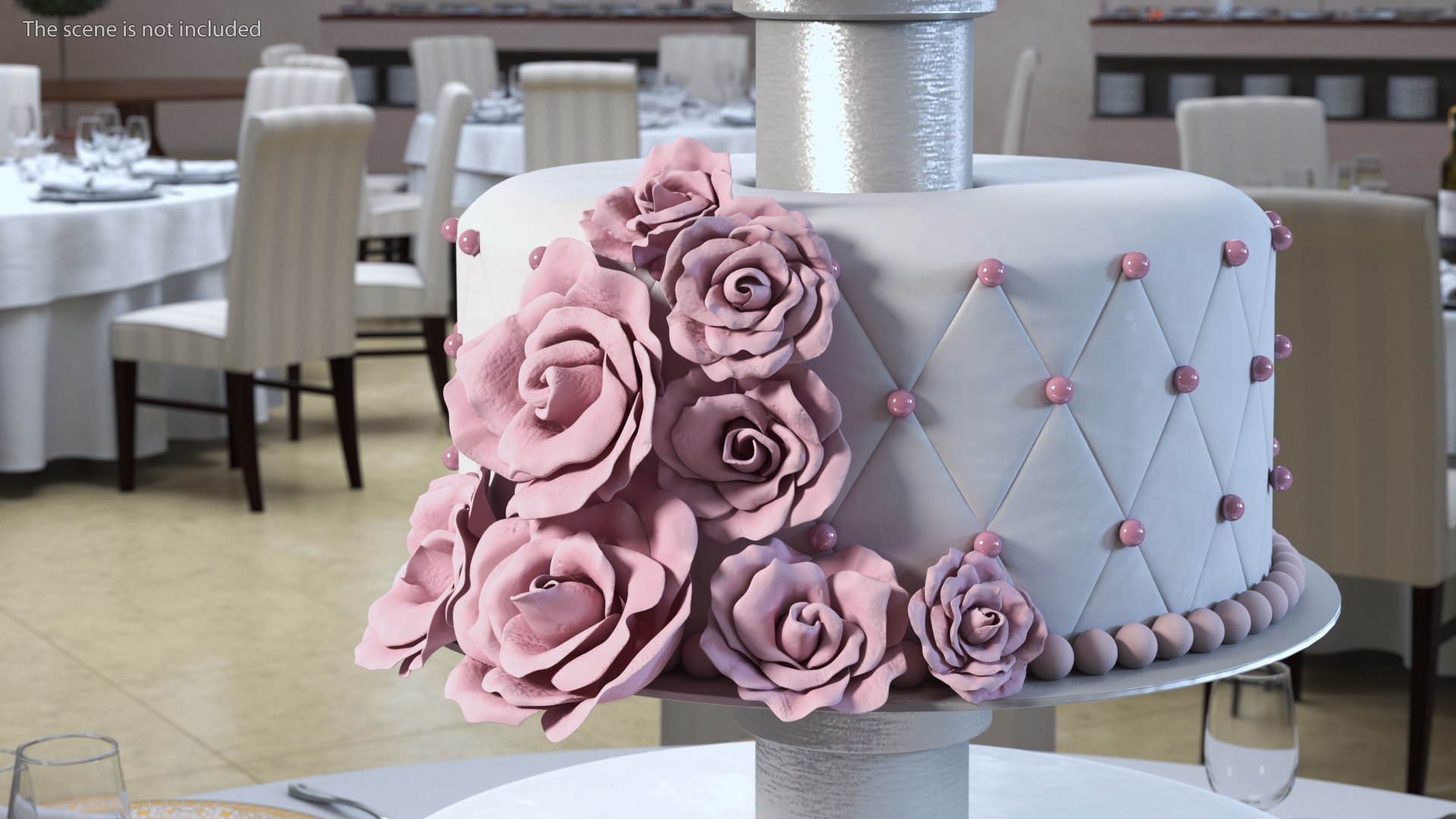 Three Tier Floral Wedding Cake with Topper 3D model - TurboSquid 1971787