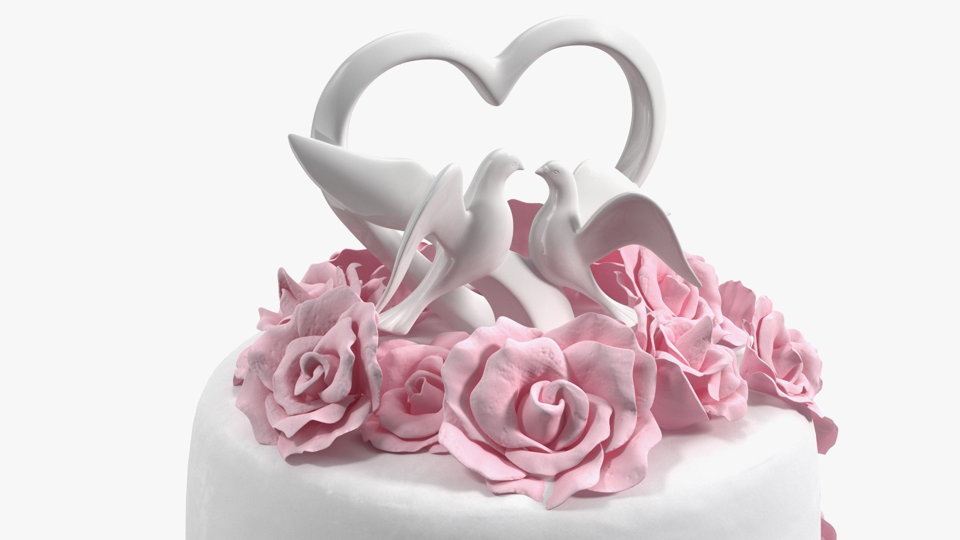 Three Tier Floral Wedding Cake with Topper 3D model - TurboSquid 1971787