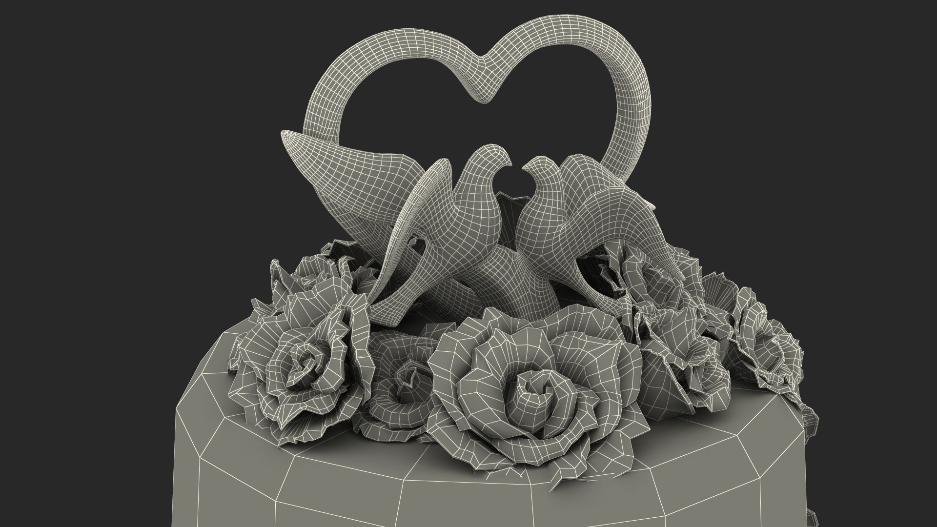 Three Tier Floral Wedding Cake with Topper 3D model - TurboSquid 1971787