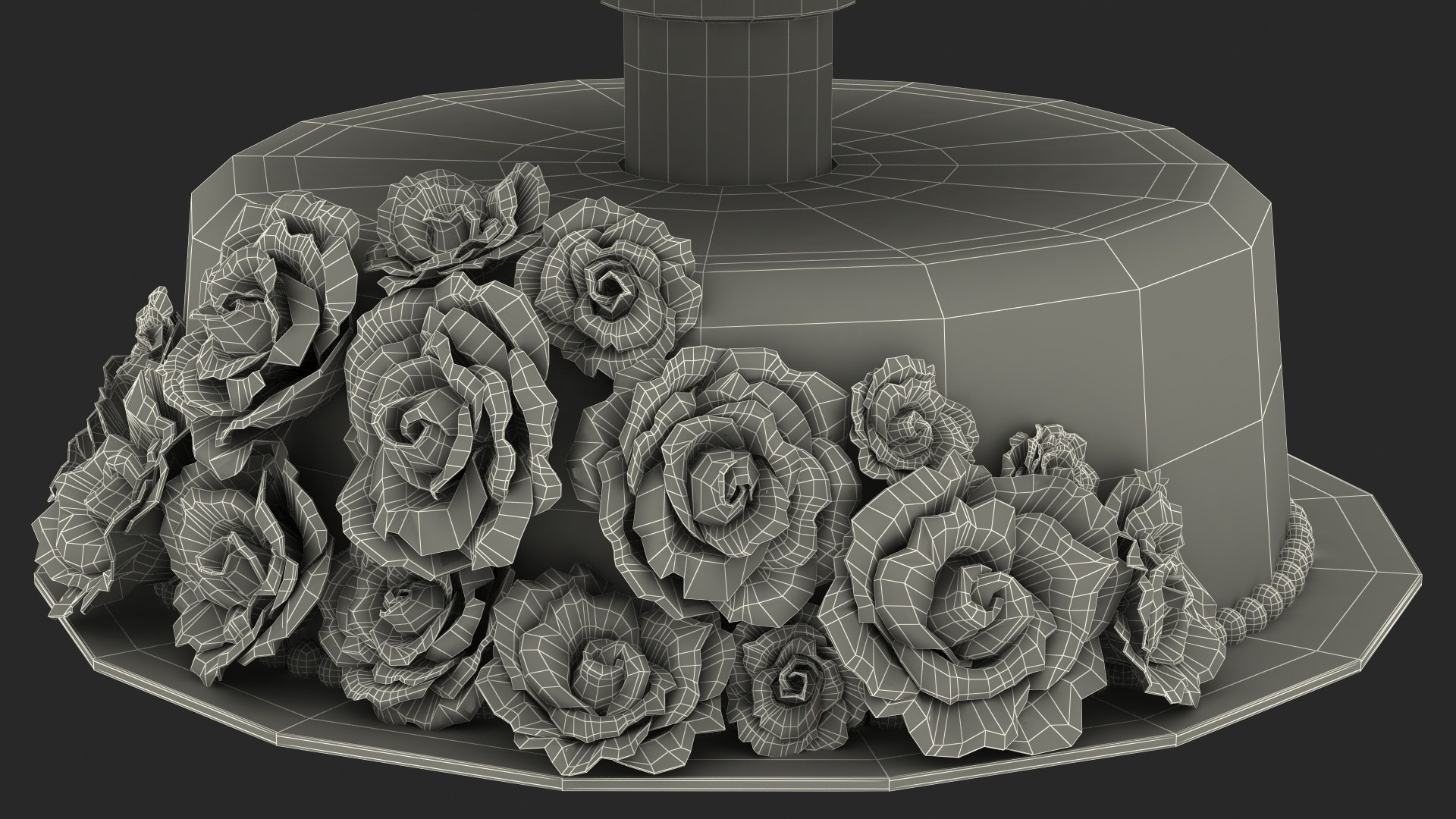 Three Tier Floral Wedding Cake with Topper 3D model - TurboSquid 1971787