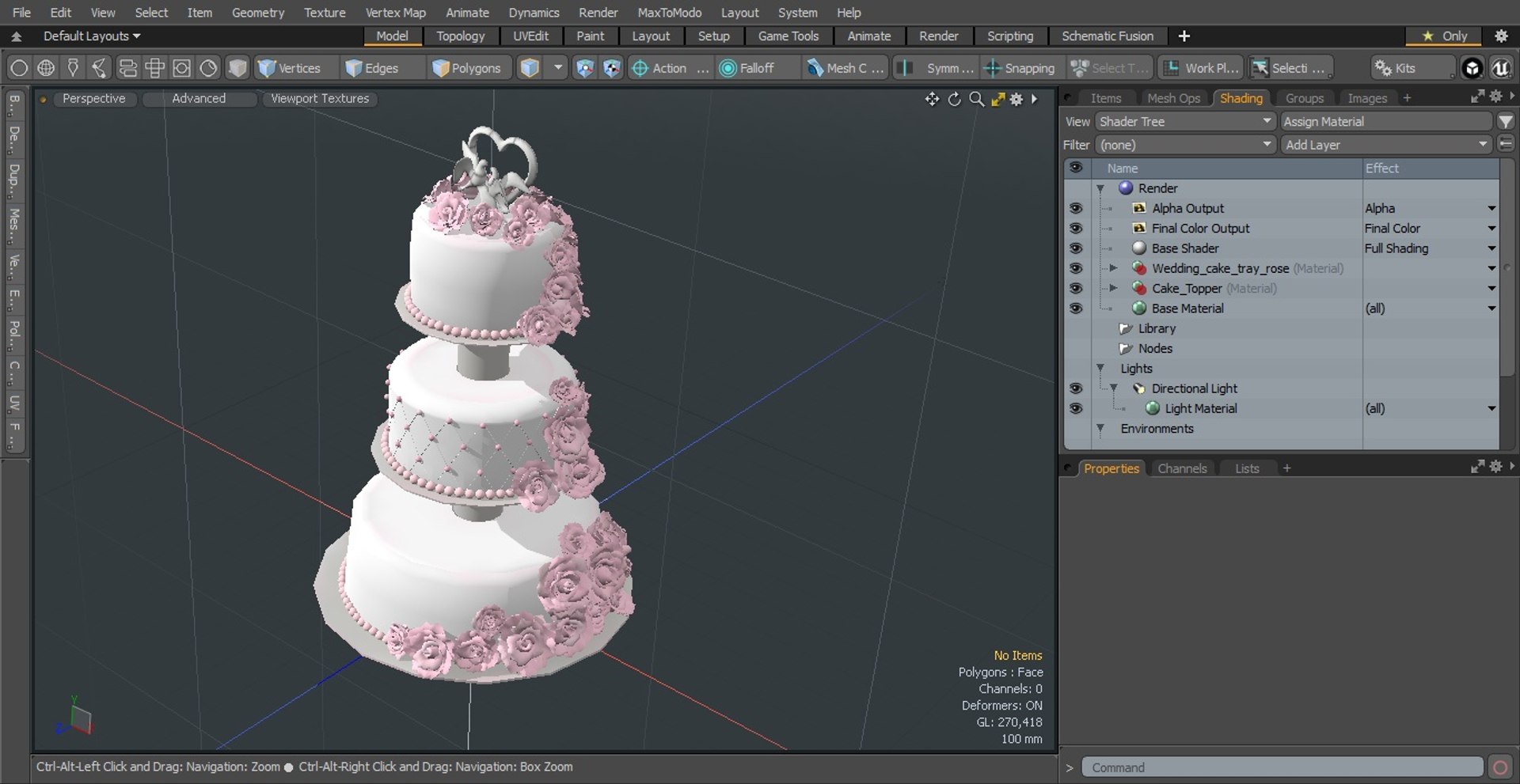 Three Tier Floral Wedding Cake with Topper 3D model - TurboSquid 1971787