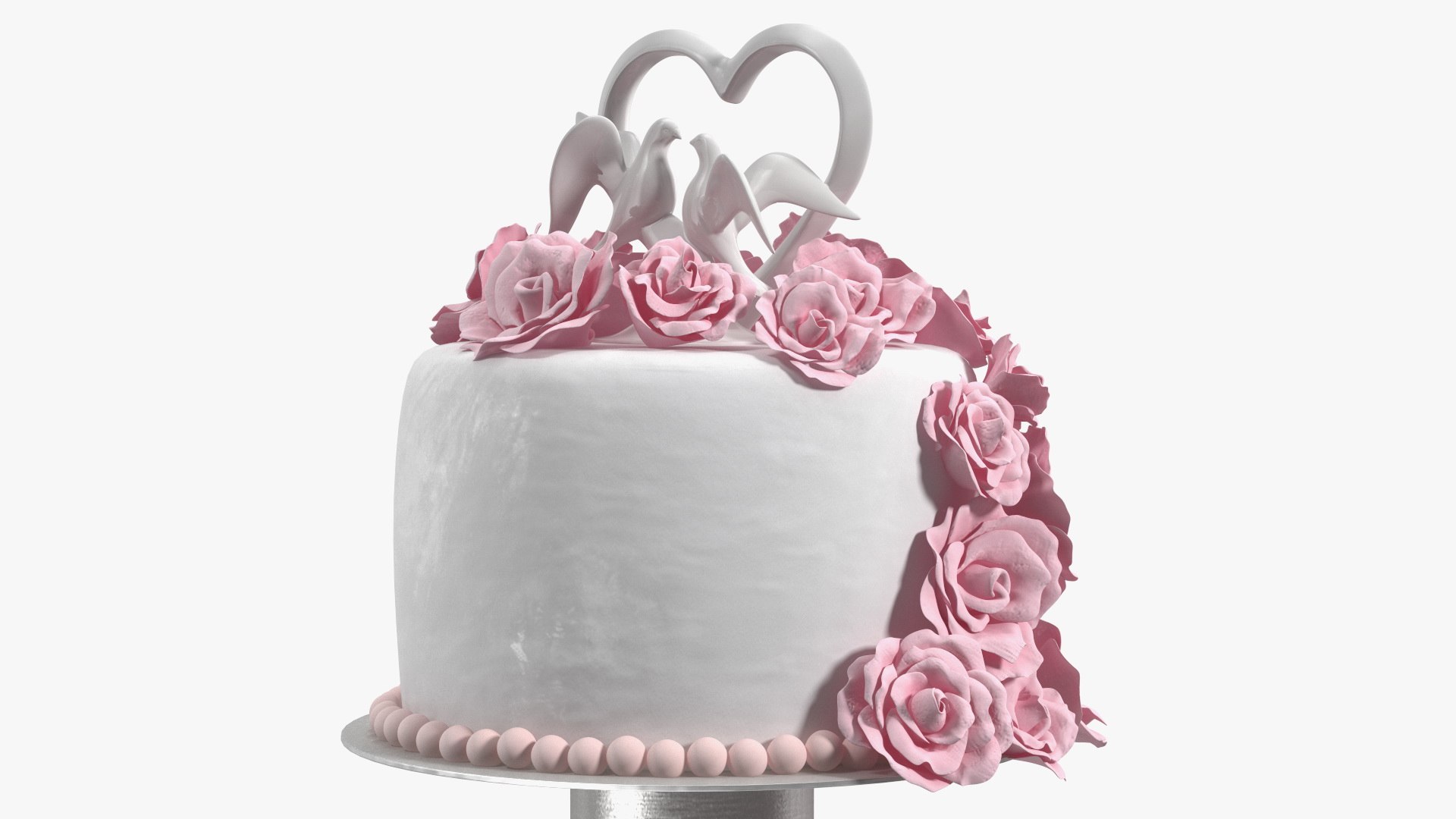 Three Tier Floral Wedding Cake with Topper 3D model - TurboSquid 1971787