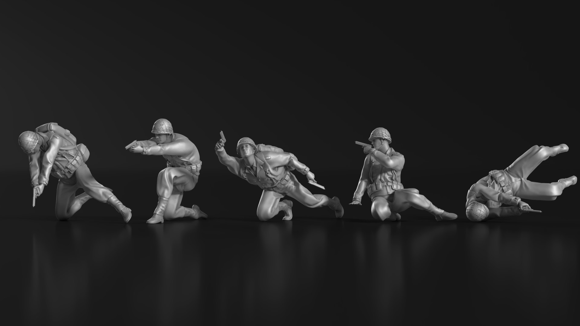 WWII Soldier Set 01 3D Model - TurboSquid 2148880