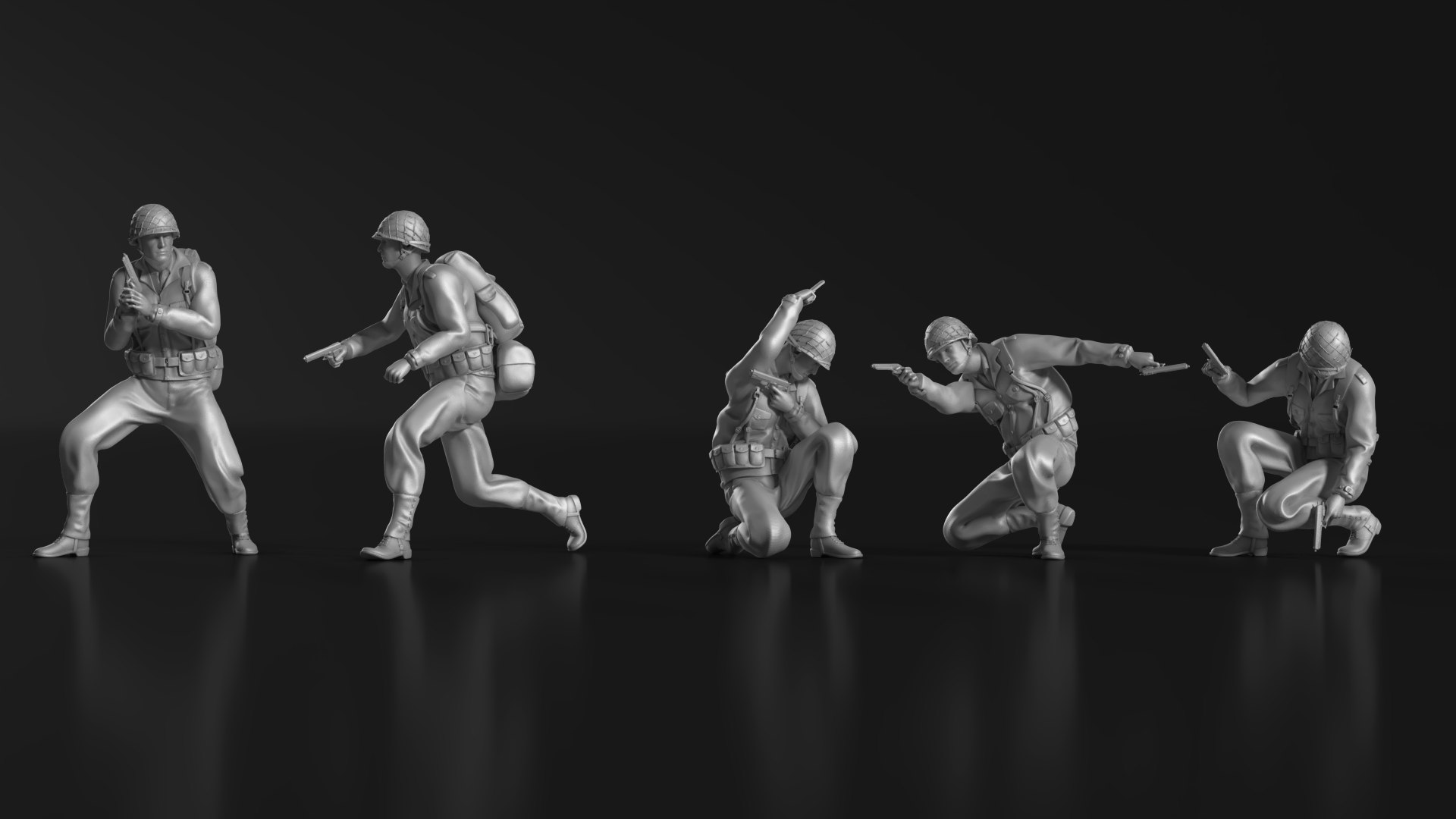 WWII Soldier Set 01 3D Model - TurboSquid 2148880