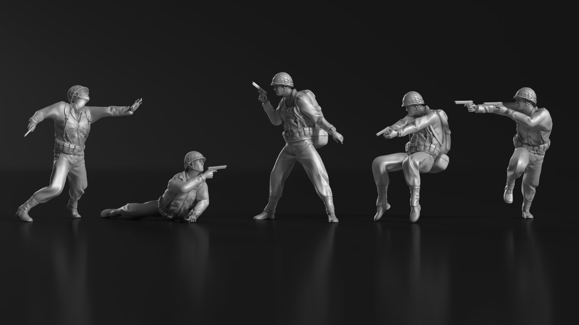 WWII Soldier Set 01 3D Model - TurboSquid 2148880