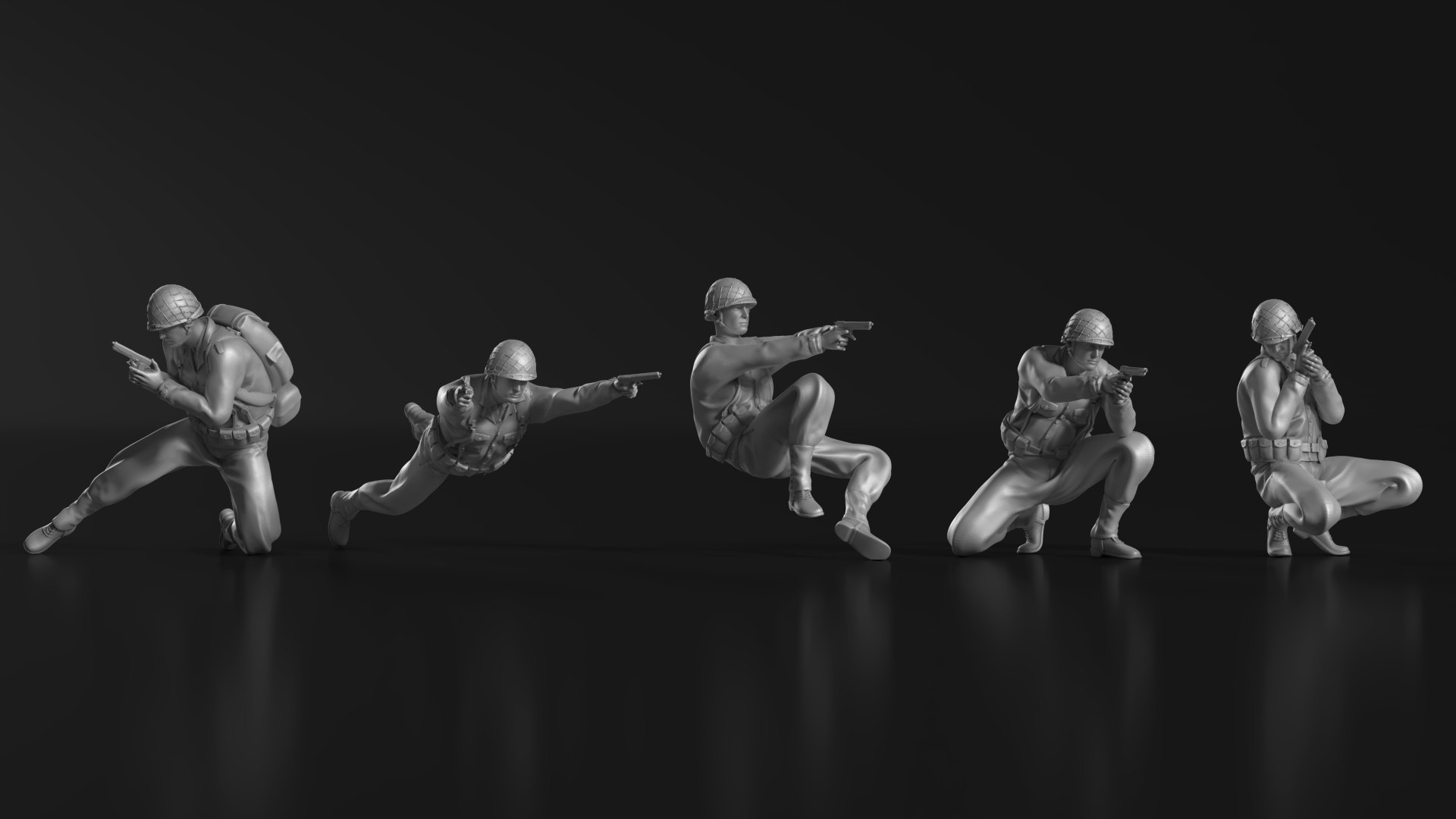 WWII Soldier Set 01 3D Model - TurboSquid 2148880