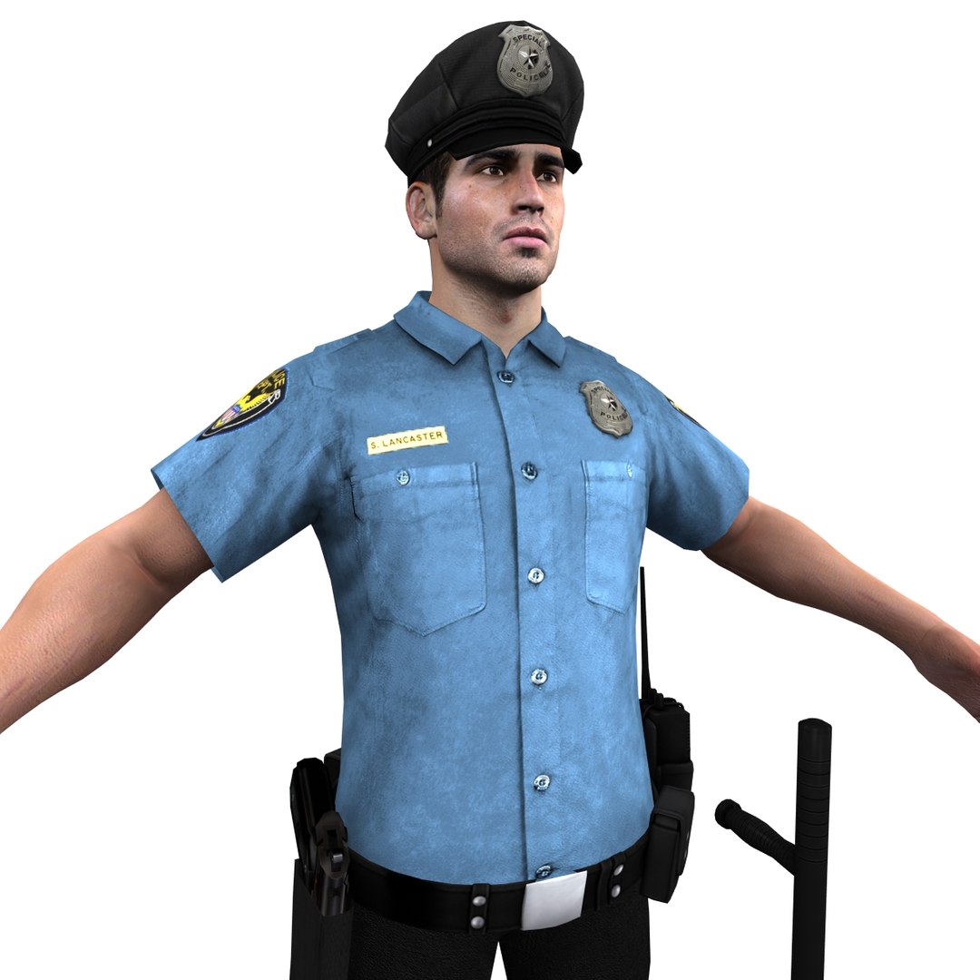 rigged police officer 3d model