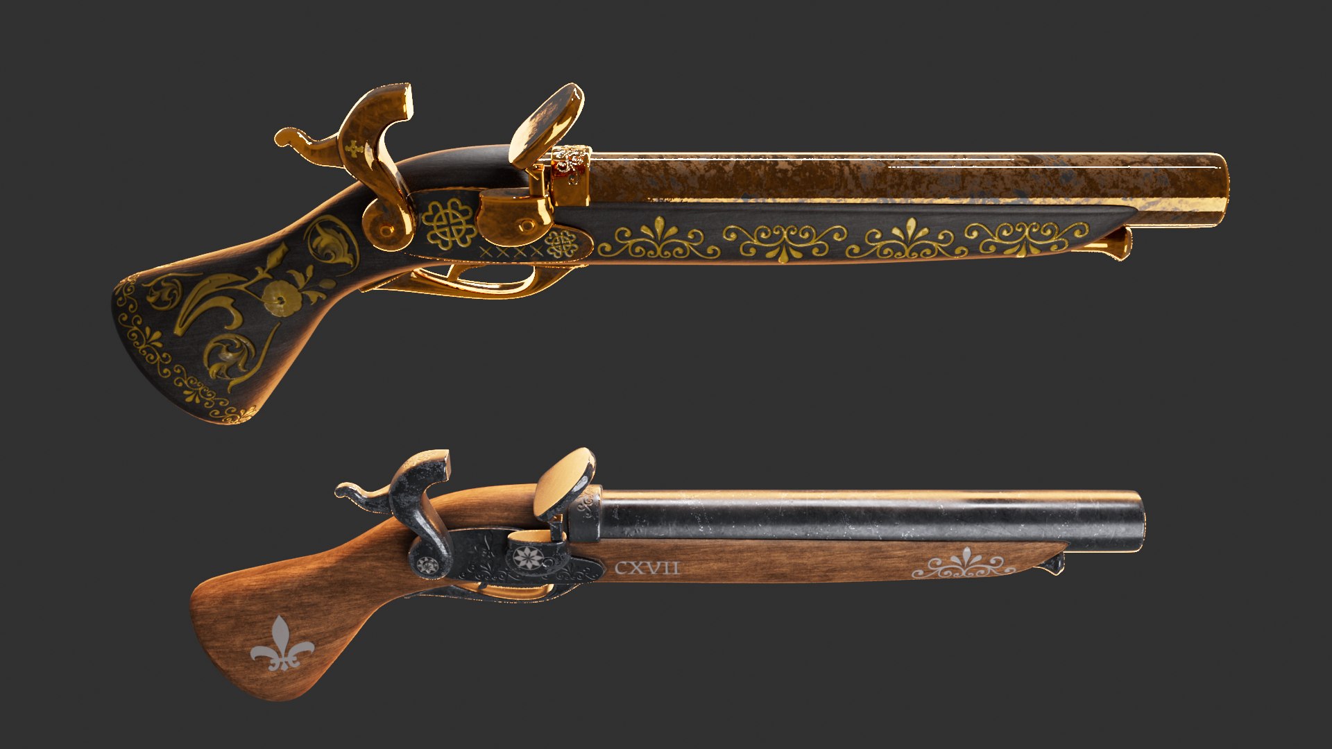 Pirate Hand Guns Model - TurboSquid 2079809