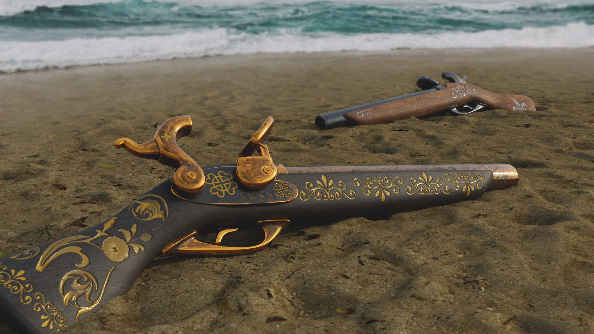 Pirate Hand Guns Model - TurboSquid 2079809