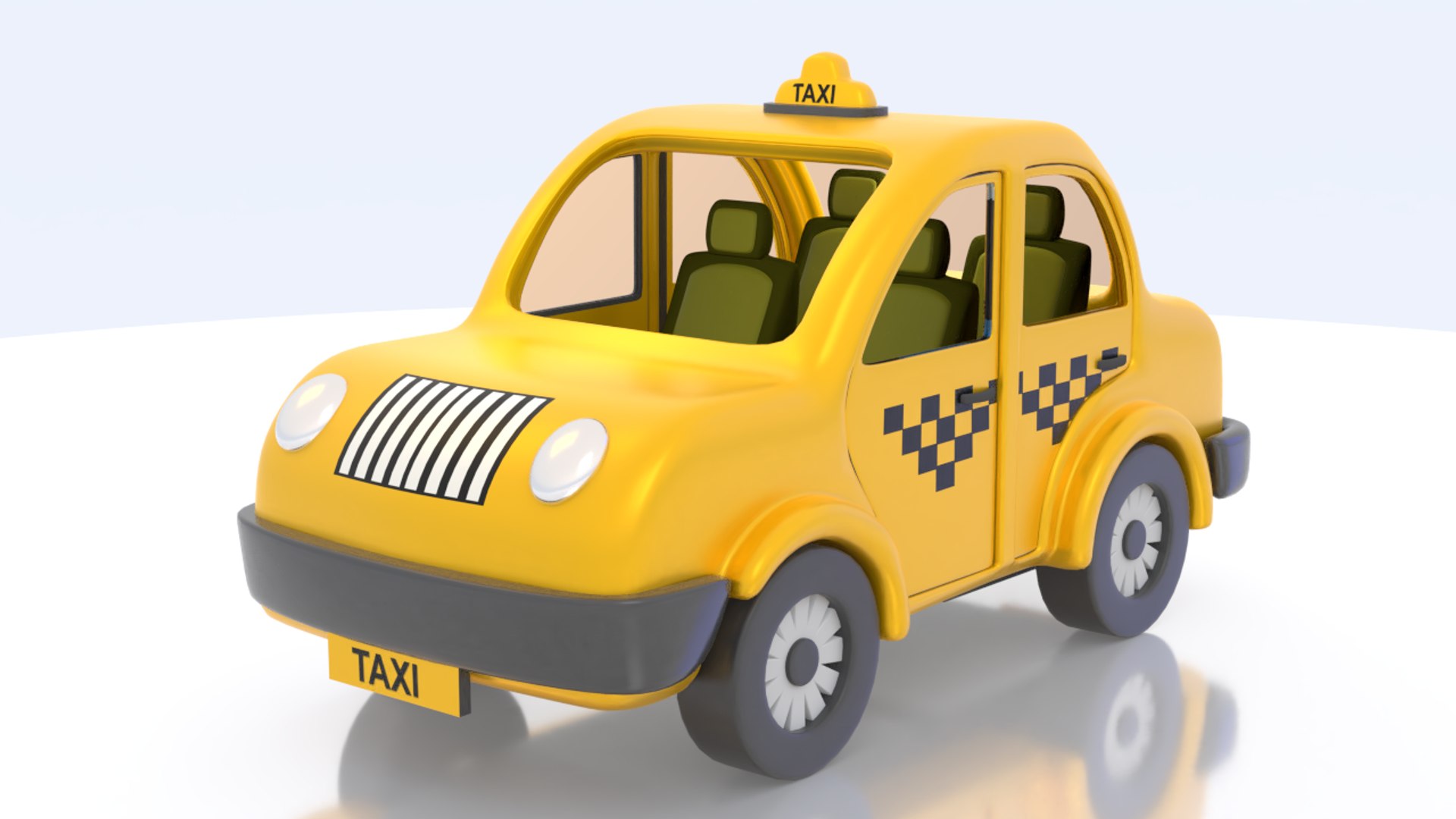 Cute taxi car cartoon 3D model - TurboSquid 1496615