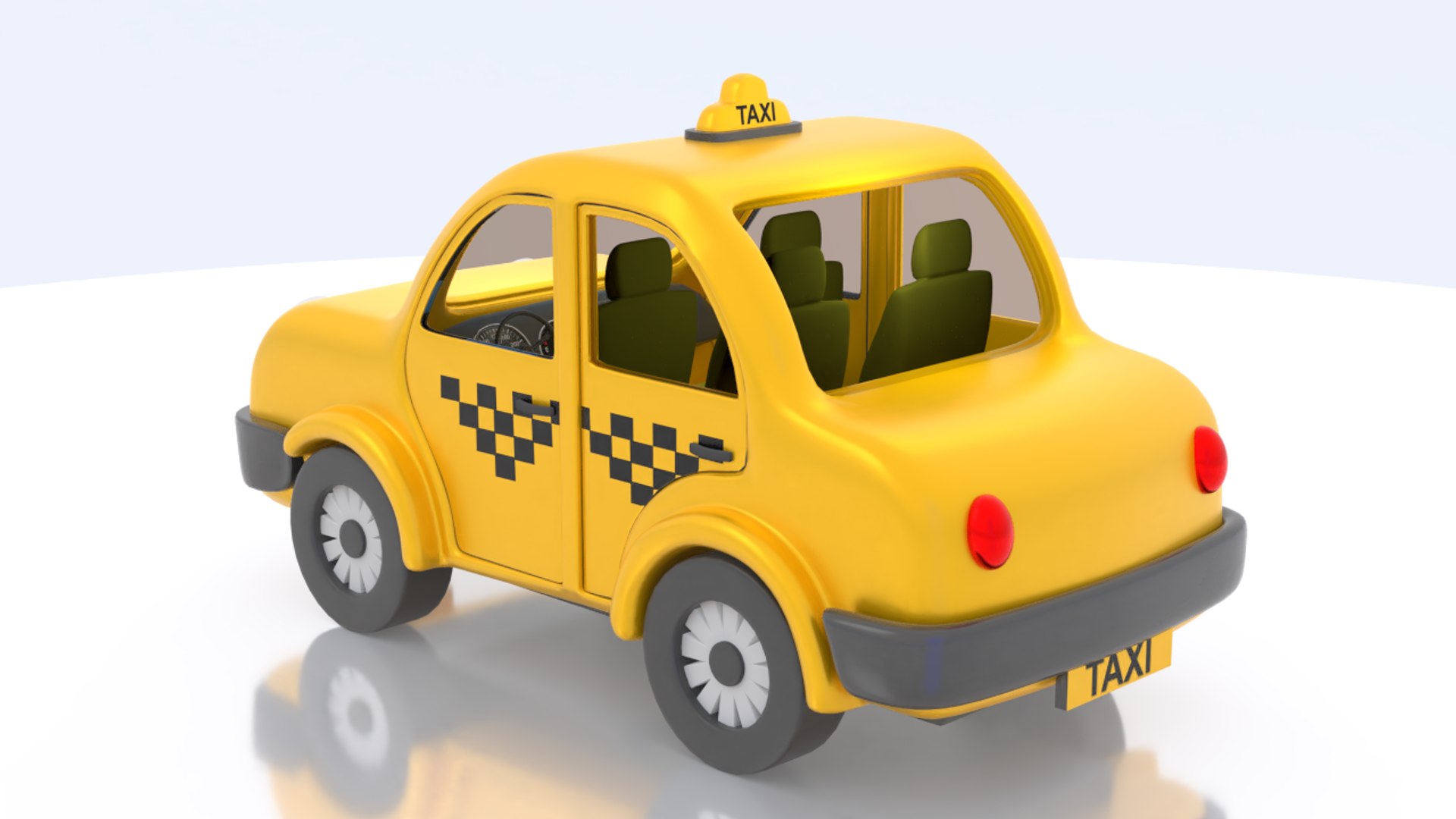 Cute taxi car cartoon 3D model - TurboSquid 1496615