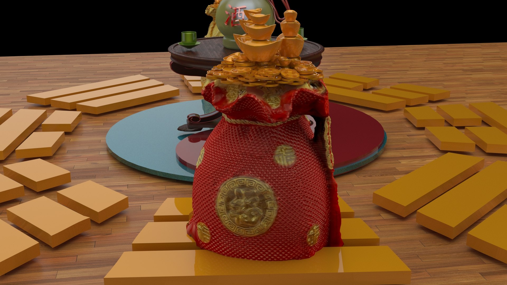 3D Chinese Money Bag - TurboSquid 2242391