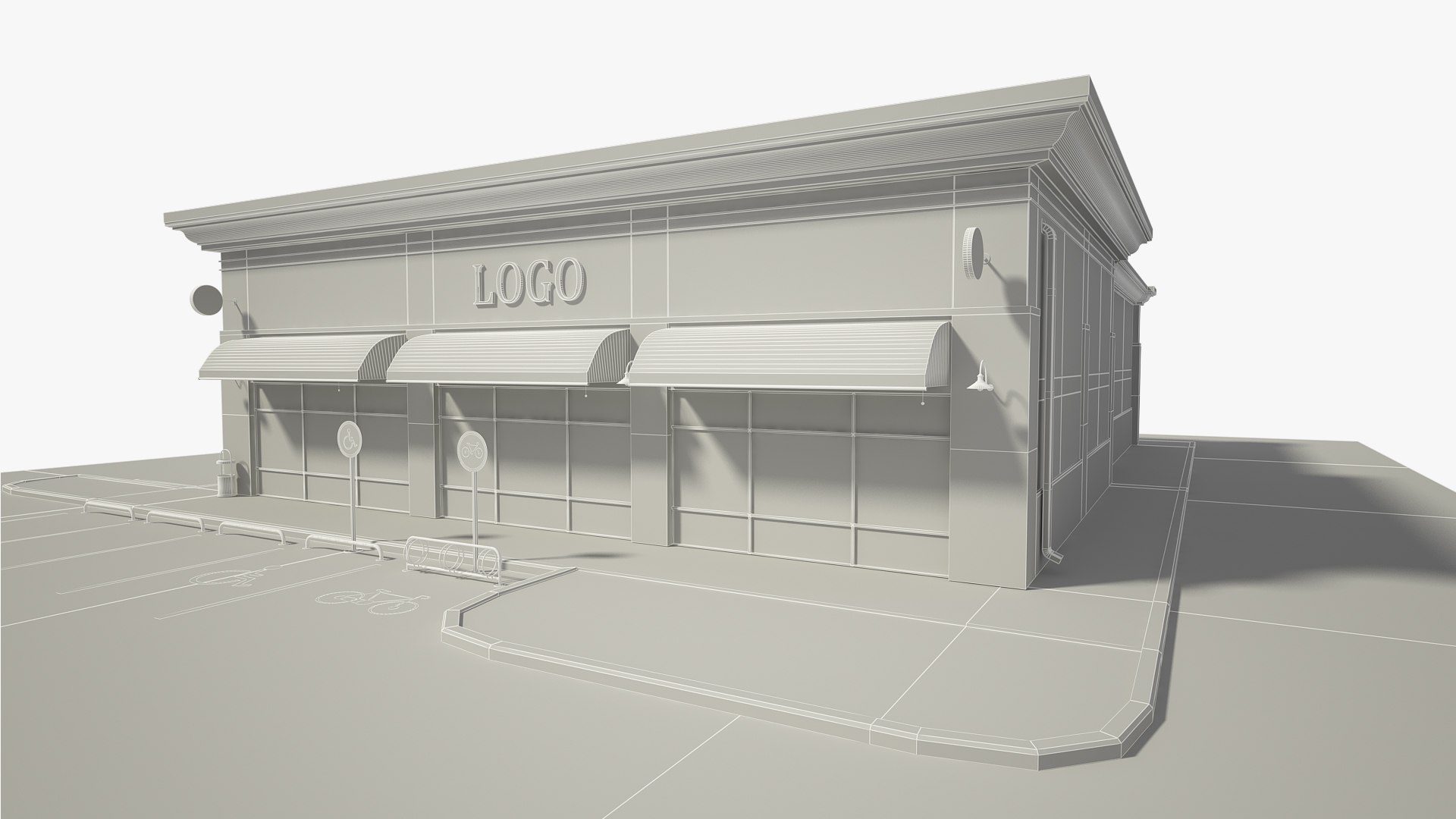 3D Retail Store Building- No Textures - TurboSquid 1970538