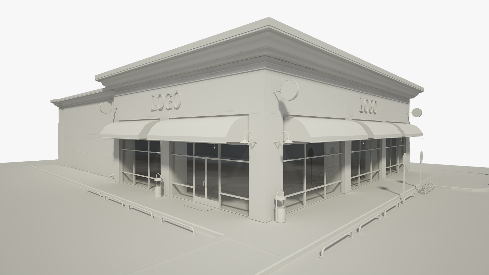3D Retail Store Building- No Textures - TurboSquid 1970538