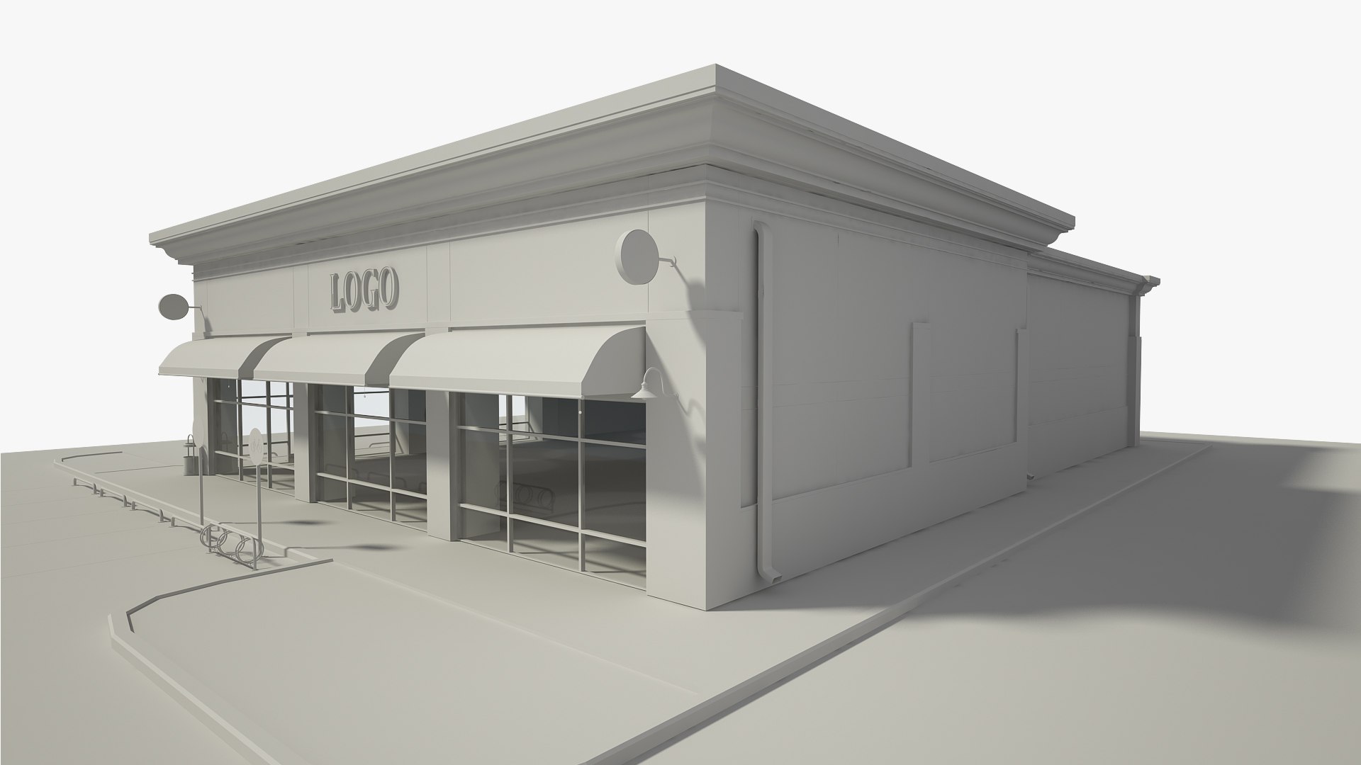 3D Retail Store Building- No Textures - TurboSquid 1970538