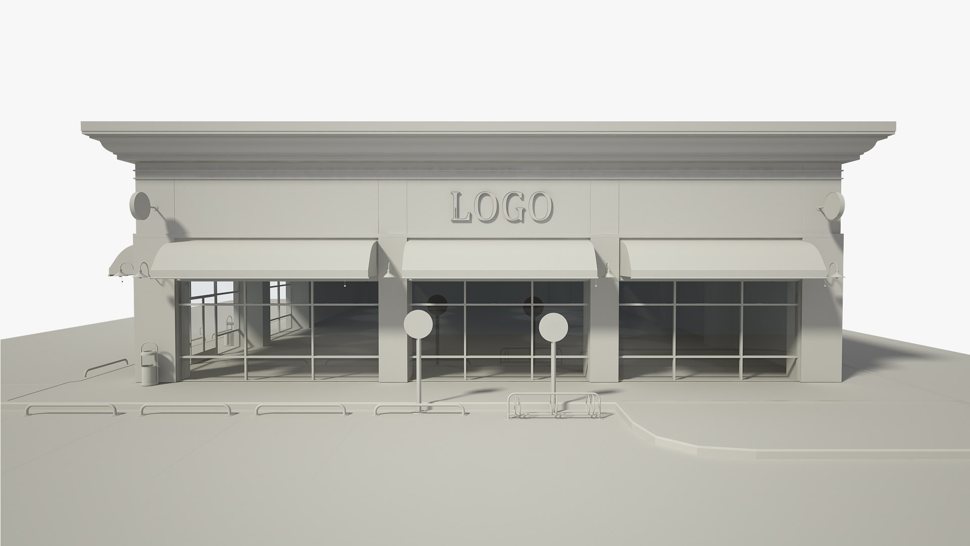 3D Retail Store Building- No Textures - TurboSquid 1970538