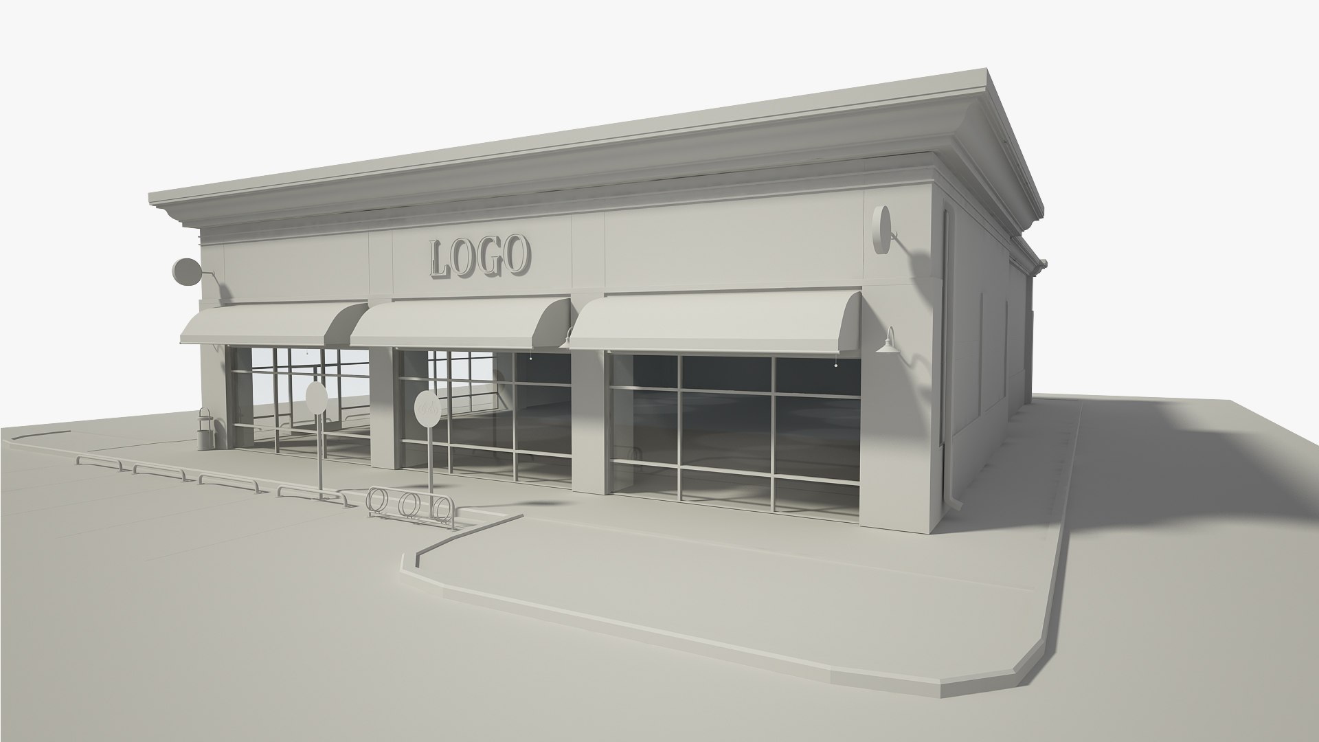 3D Retail Store Building- No Textures - TurboSquid 1970538