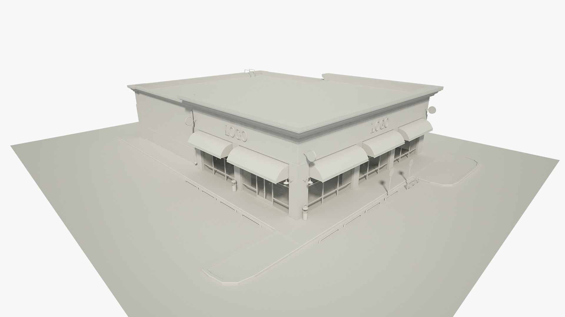 3D Retail Store Building- No Textures - TurboSquid 1970538