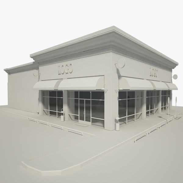 Retail Store Building- No Textures 3D 모델 - TurboSquid 1970538