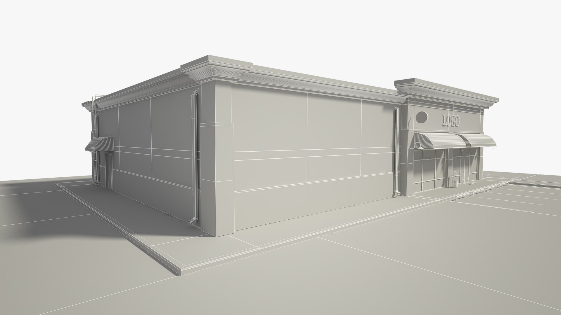 3D Retail Store Building- No Textures - TurboSquid 1970538
