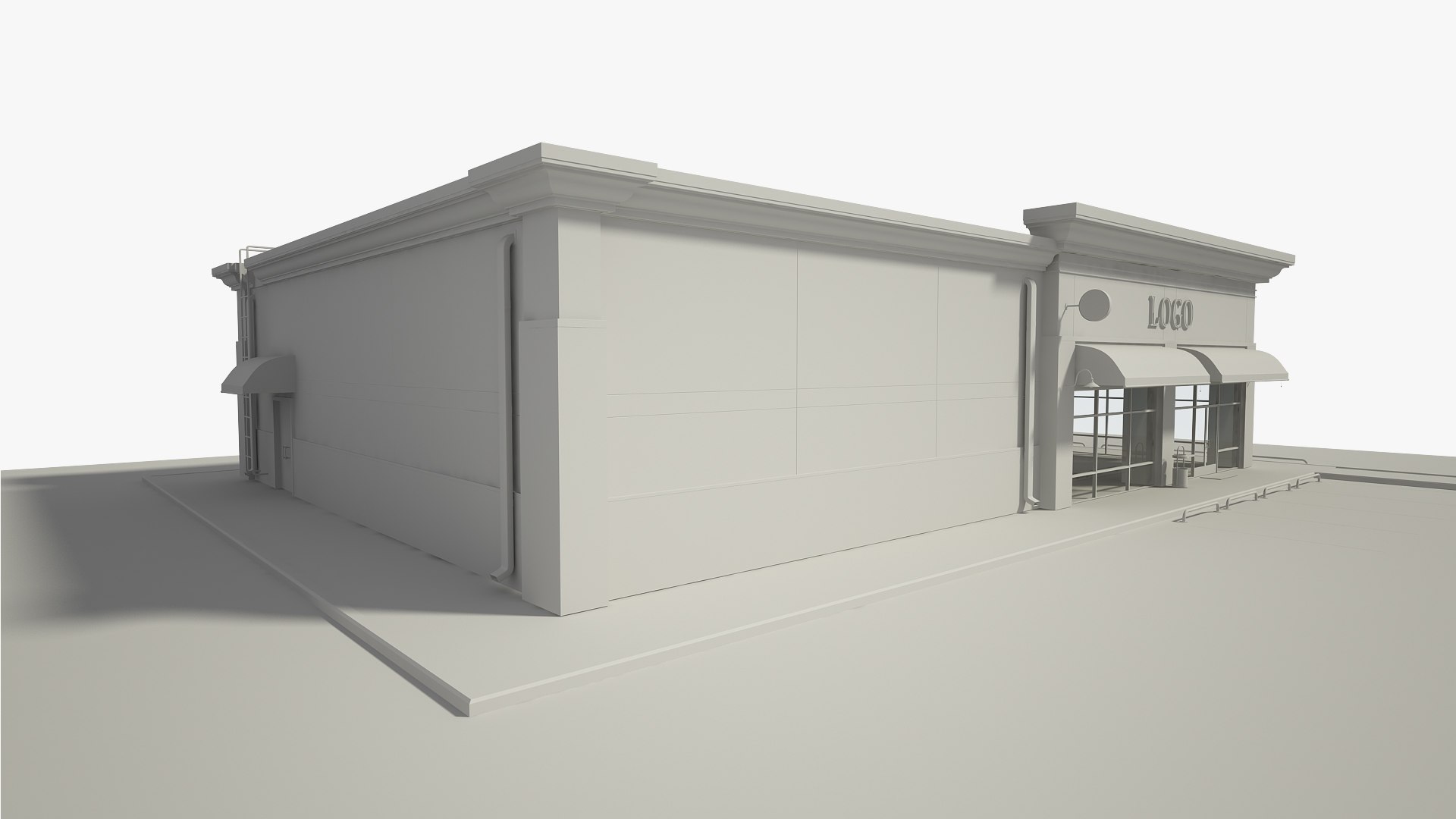 3D Retail Store Building- No Textures - TurboSquid 1970538