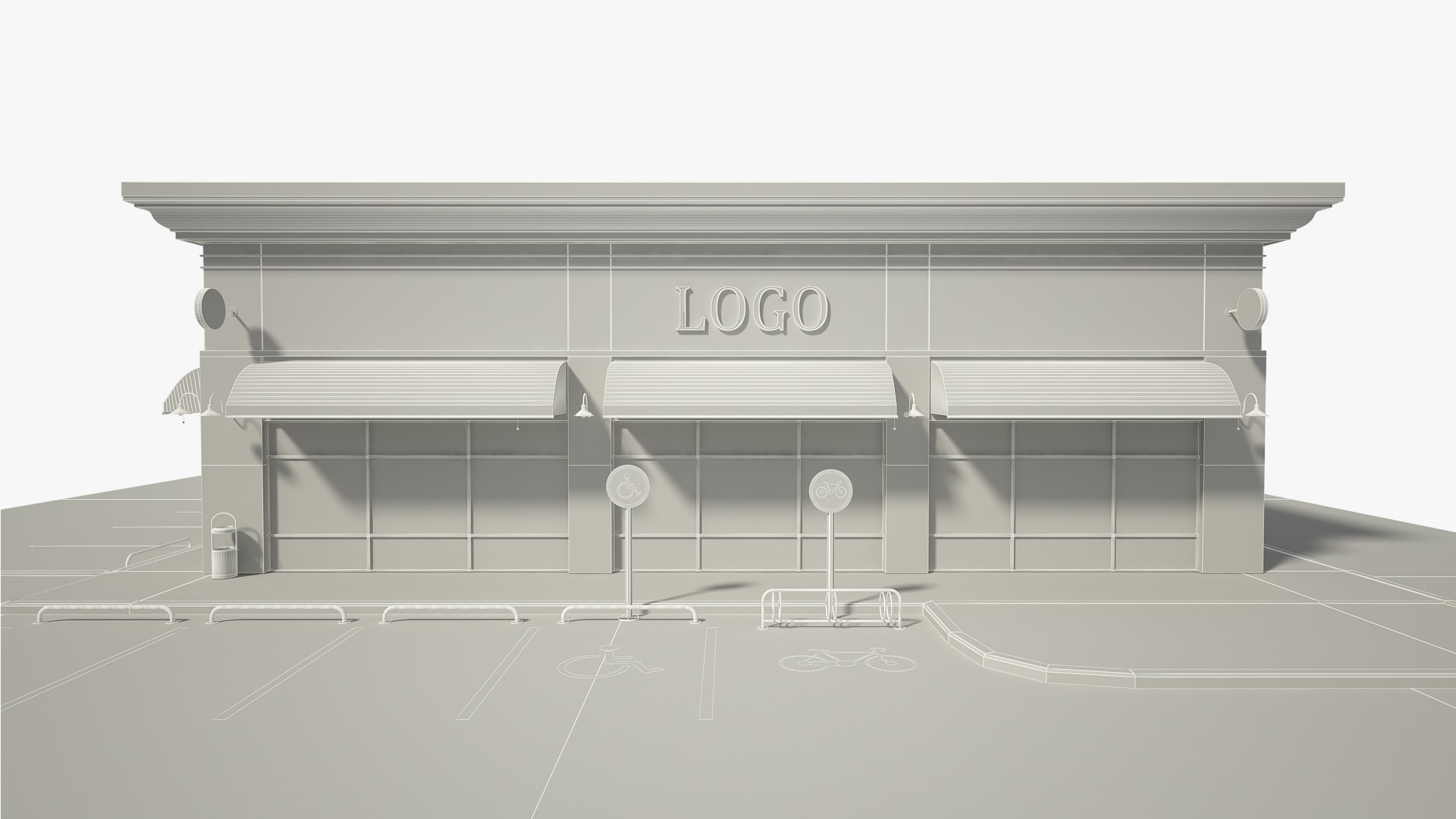 3D Retail Store Building- No Textures - TurboSquid 1970538