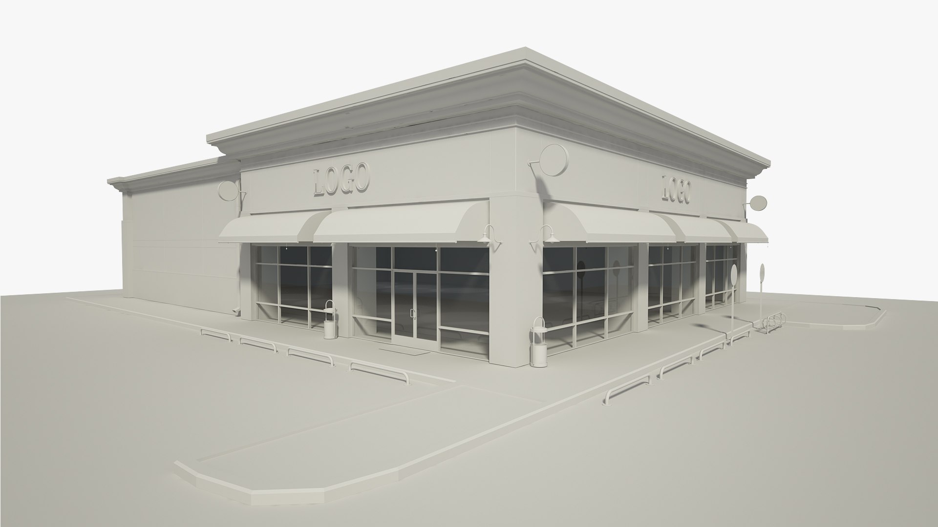 3D Retail Store Building- No Textures - TurboSquid 1970538