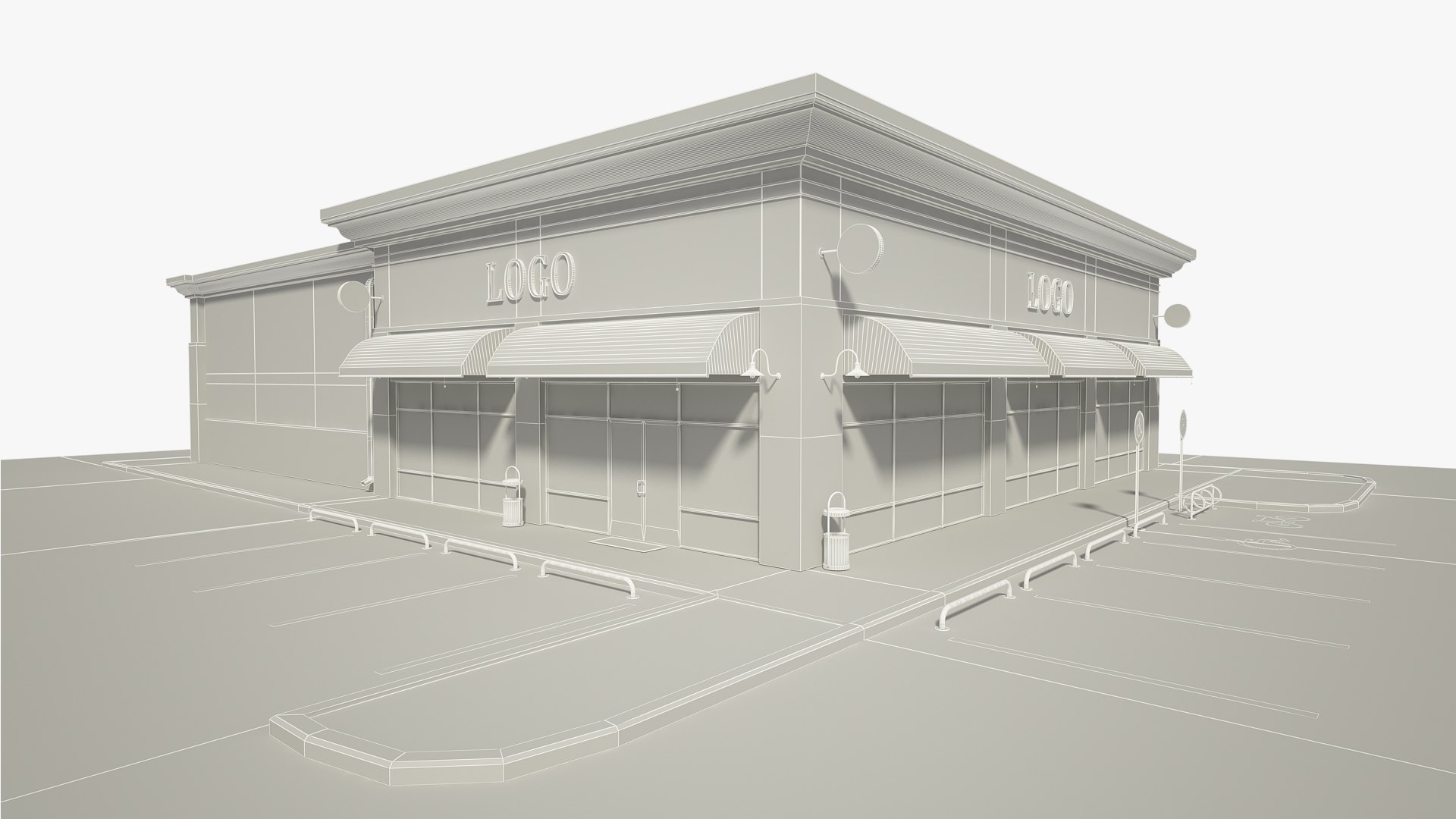 3D Retail Store Building- No Textures - TurboSquid 1970538