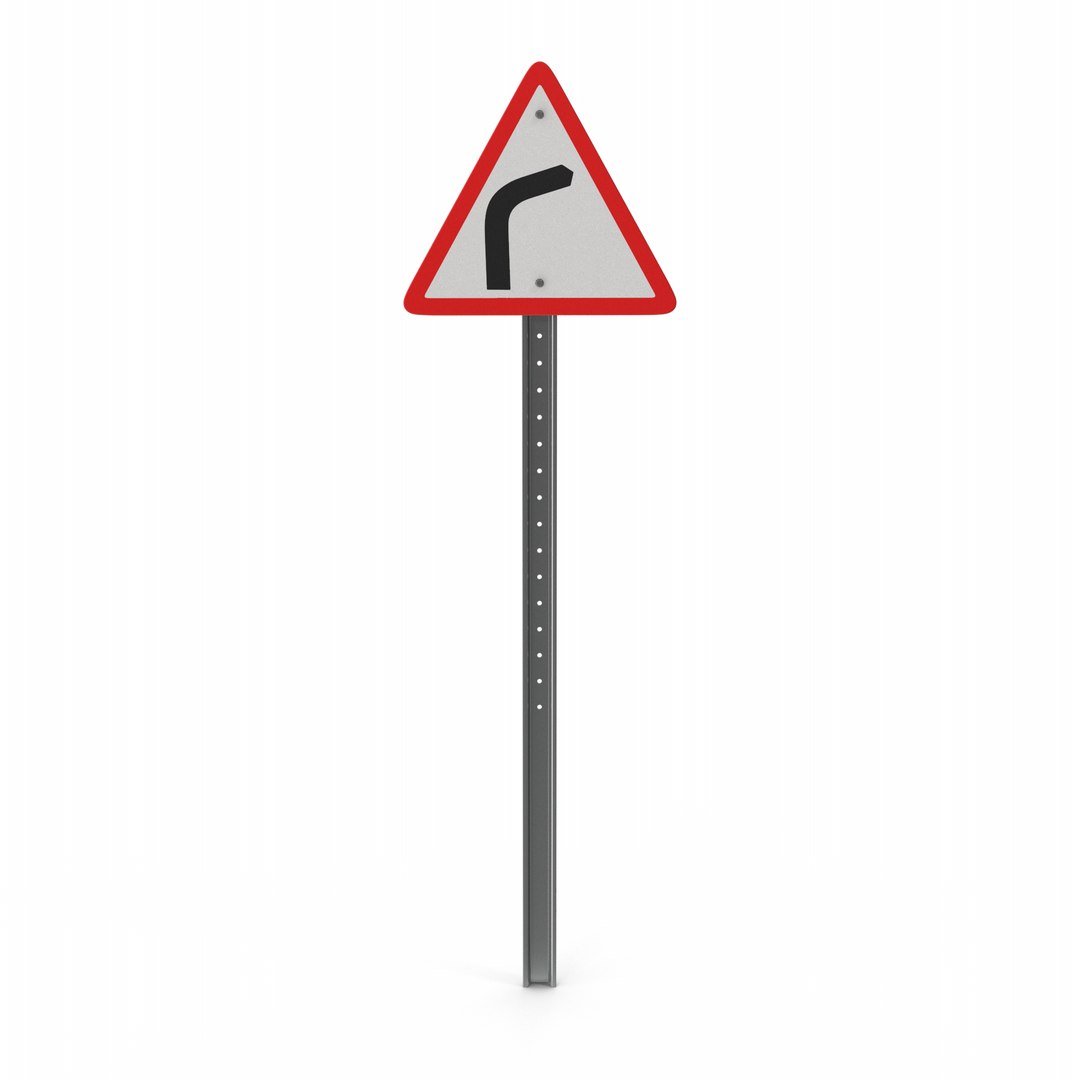 3D Model Road Sign Bend To Right - TurboSquid 2038656
