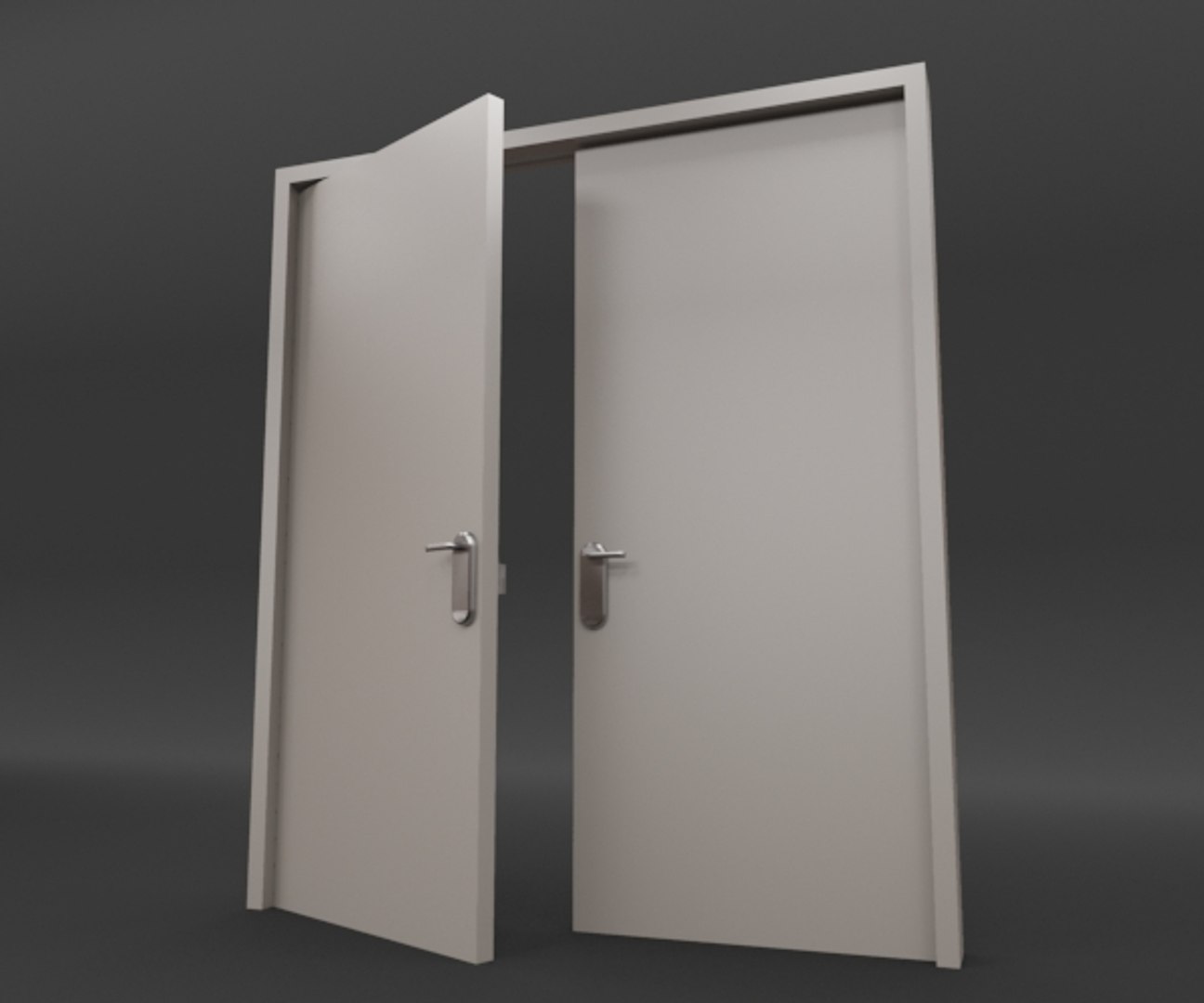 Rigged Double Door - 3d Model