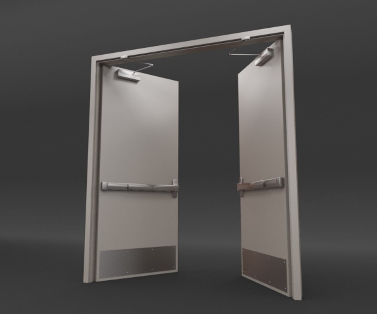 Rigged Double Door - 3d Model