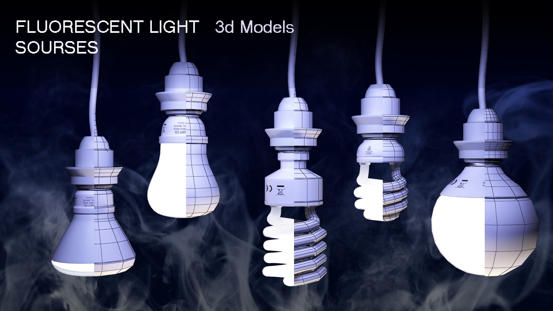 3d model fluorescent lights