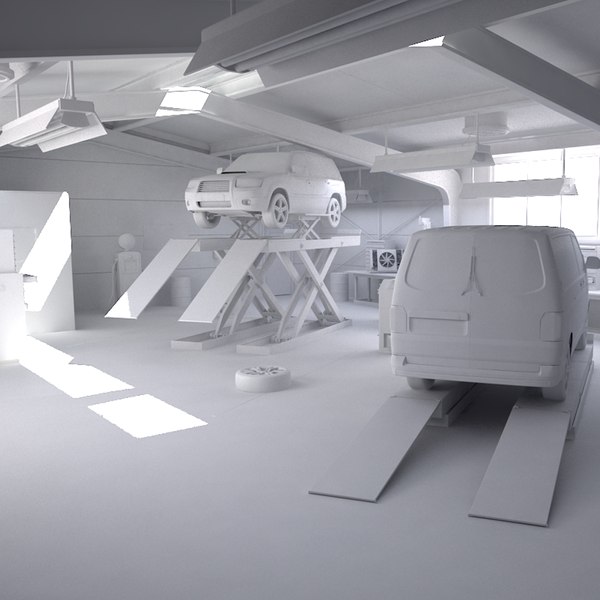 Automotive workshop interior scene 3D model - TurboSquid 1407587