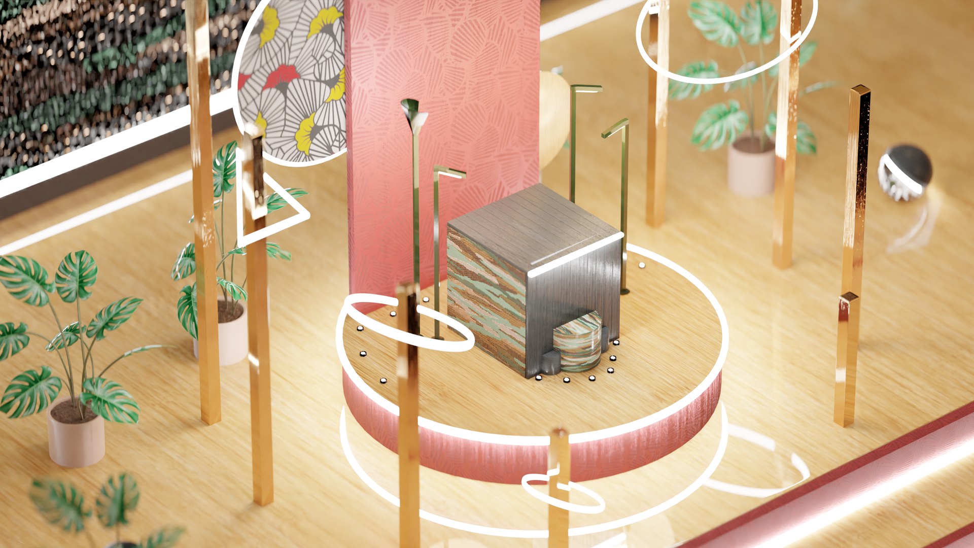 3D Model Modern Elegant Cube Table With Wooden Modules And Decorative ...
