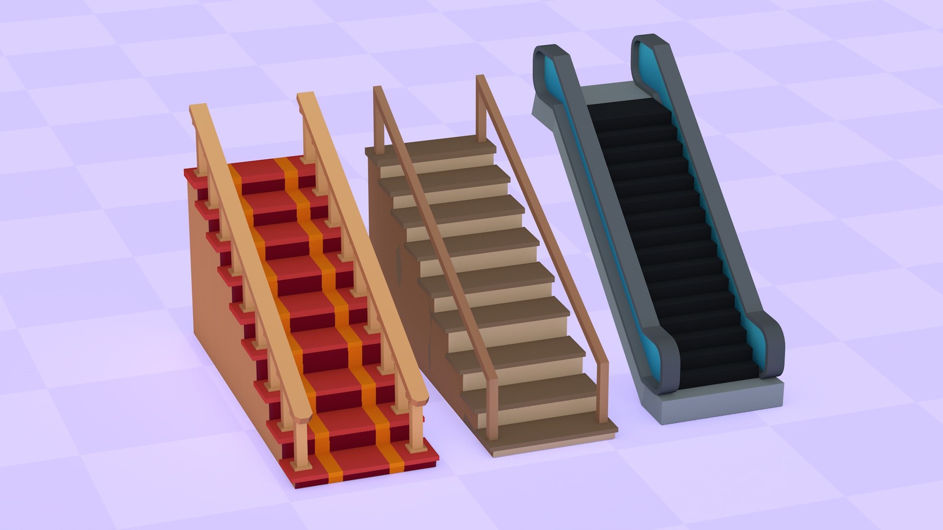 3D Low Poly - Stair And Escalator Model - TurboSquid 2328669