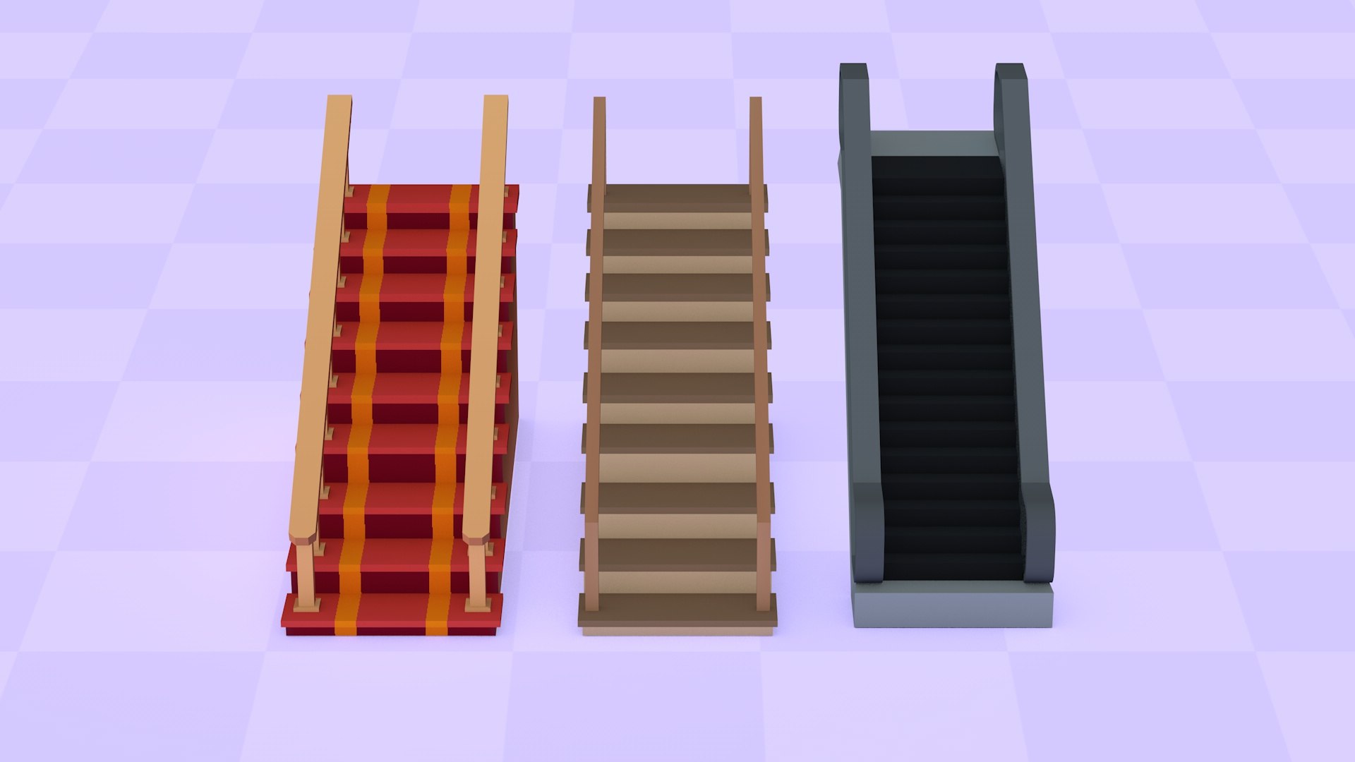 3D Low Poly - Stair And Escalator Model - TurboSquid 2328669