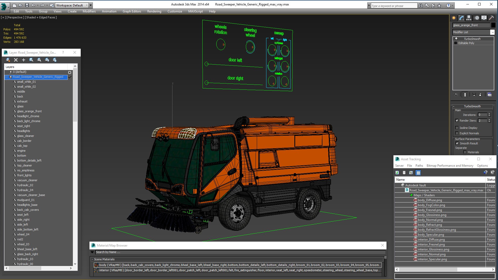 3D Road Sweeper Vehicle Rigged Model - TurboSquid 1576263