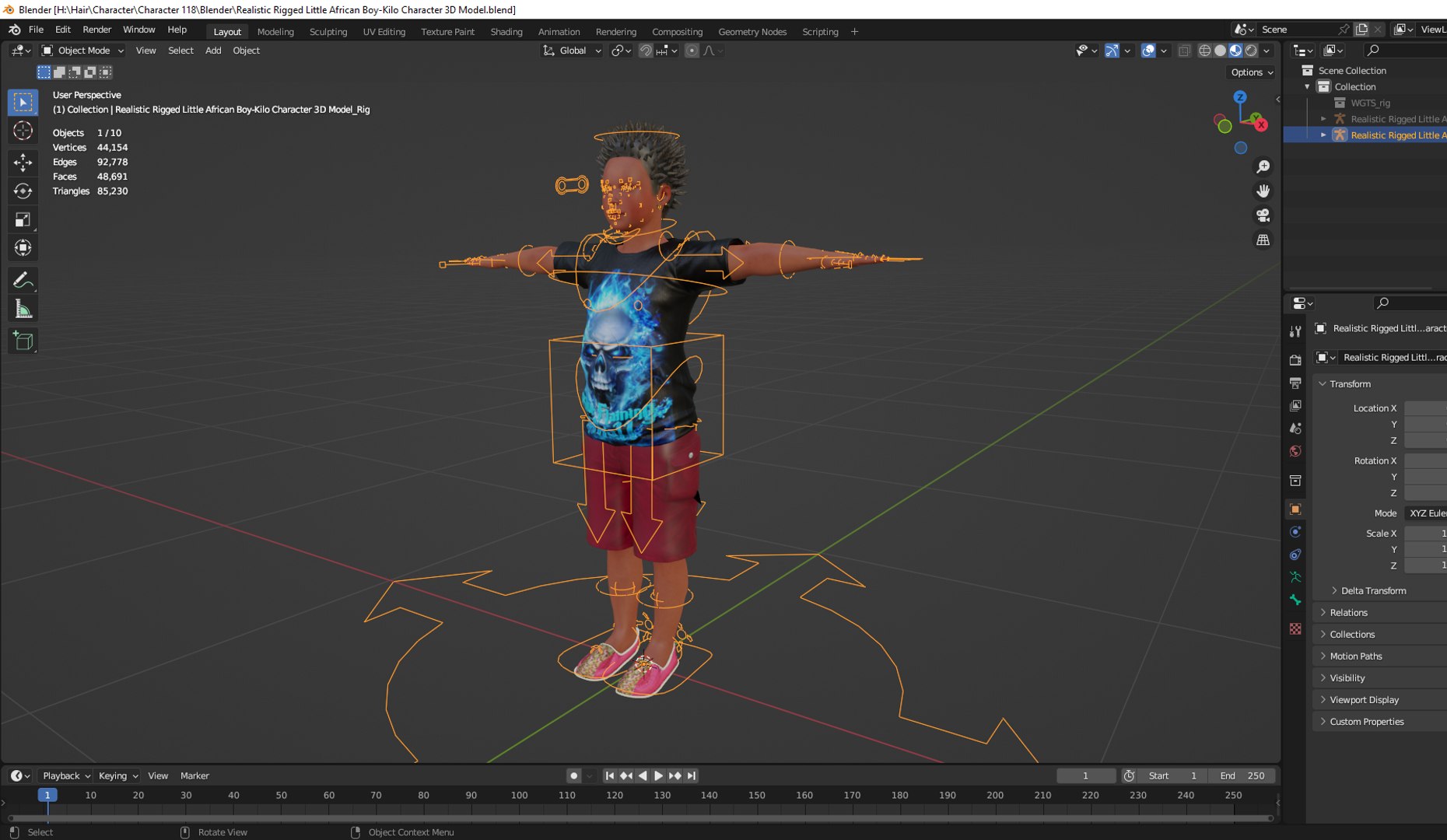 Realistic Rigged Little African Boy-Kilo Character 3D Model Model ...