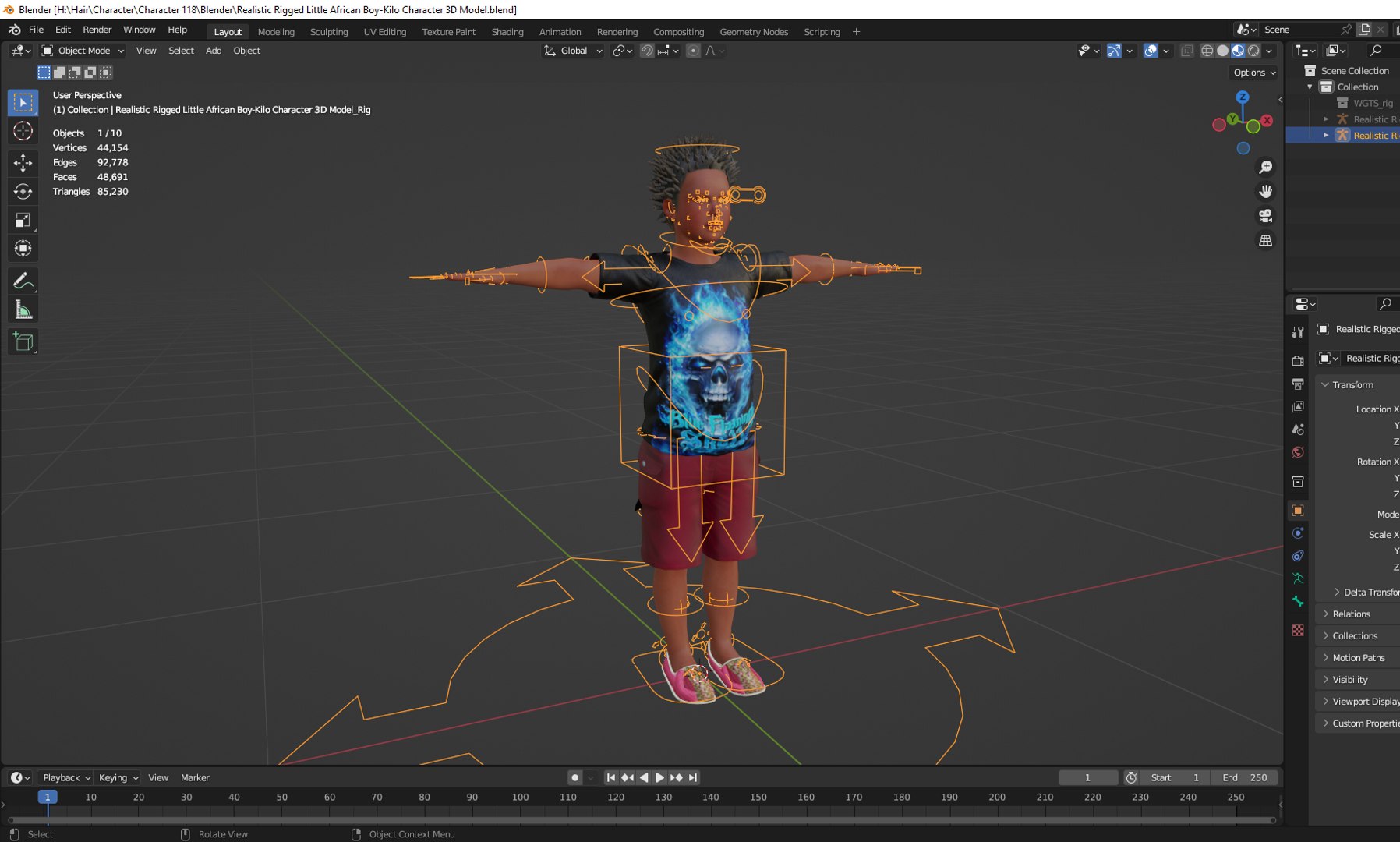 Realistic Rigged Little African Boy-Kilo Character 3D Model Model ...