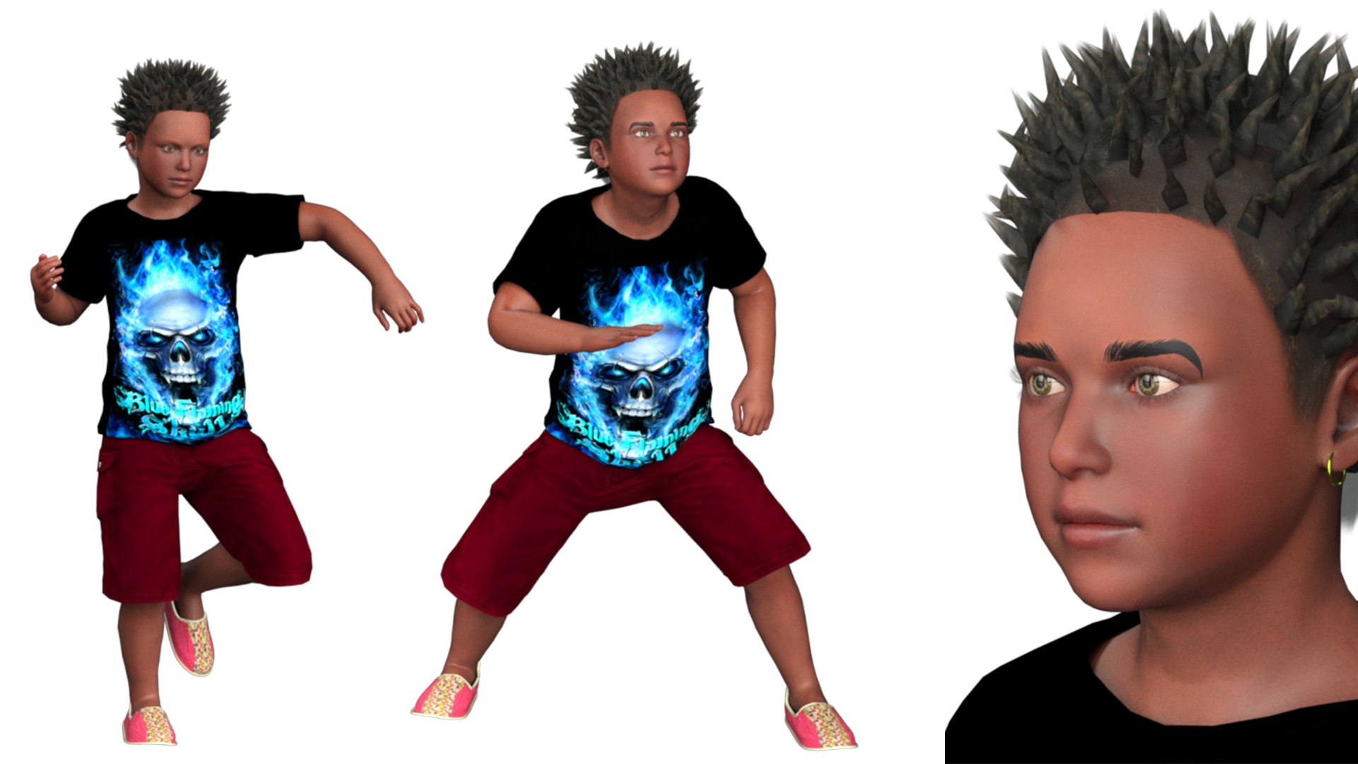 Realistic Rigged Little African Boy-Kilo Character 3D Model Model ...